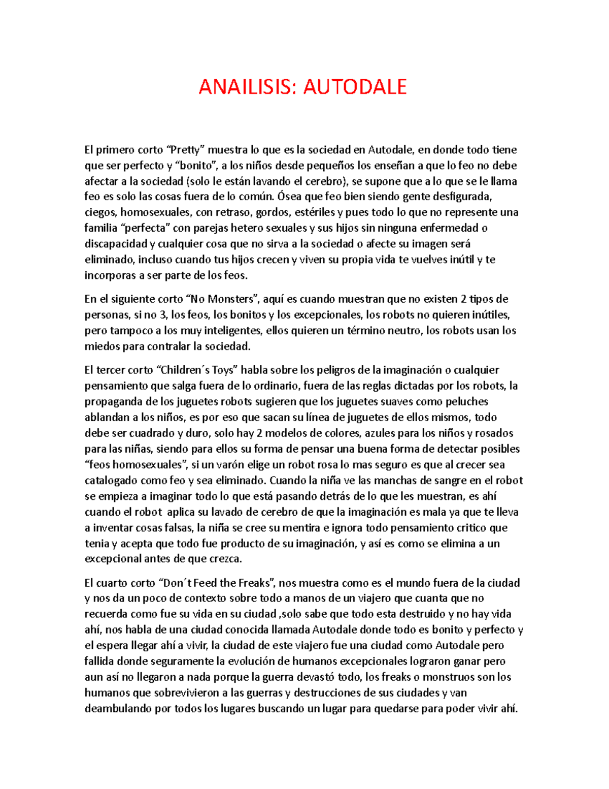 Analisis Autodale - ANAILISIS: AUTODALE El primero corto “Pretty ...