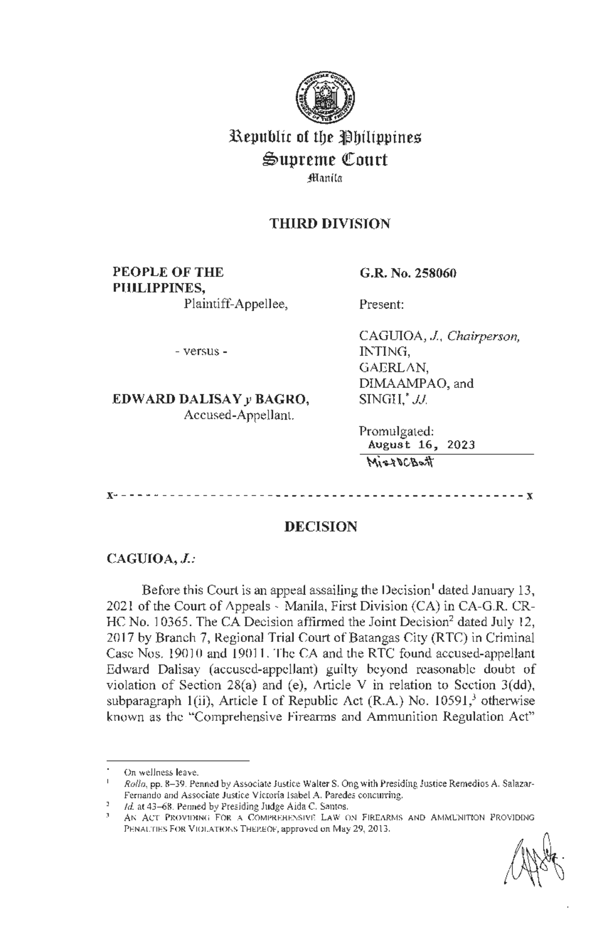 Gr 258060 2023 - adssa - 1'.epublic of tbe l'biltppineg $,Upreme QCourt ...