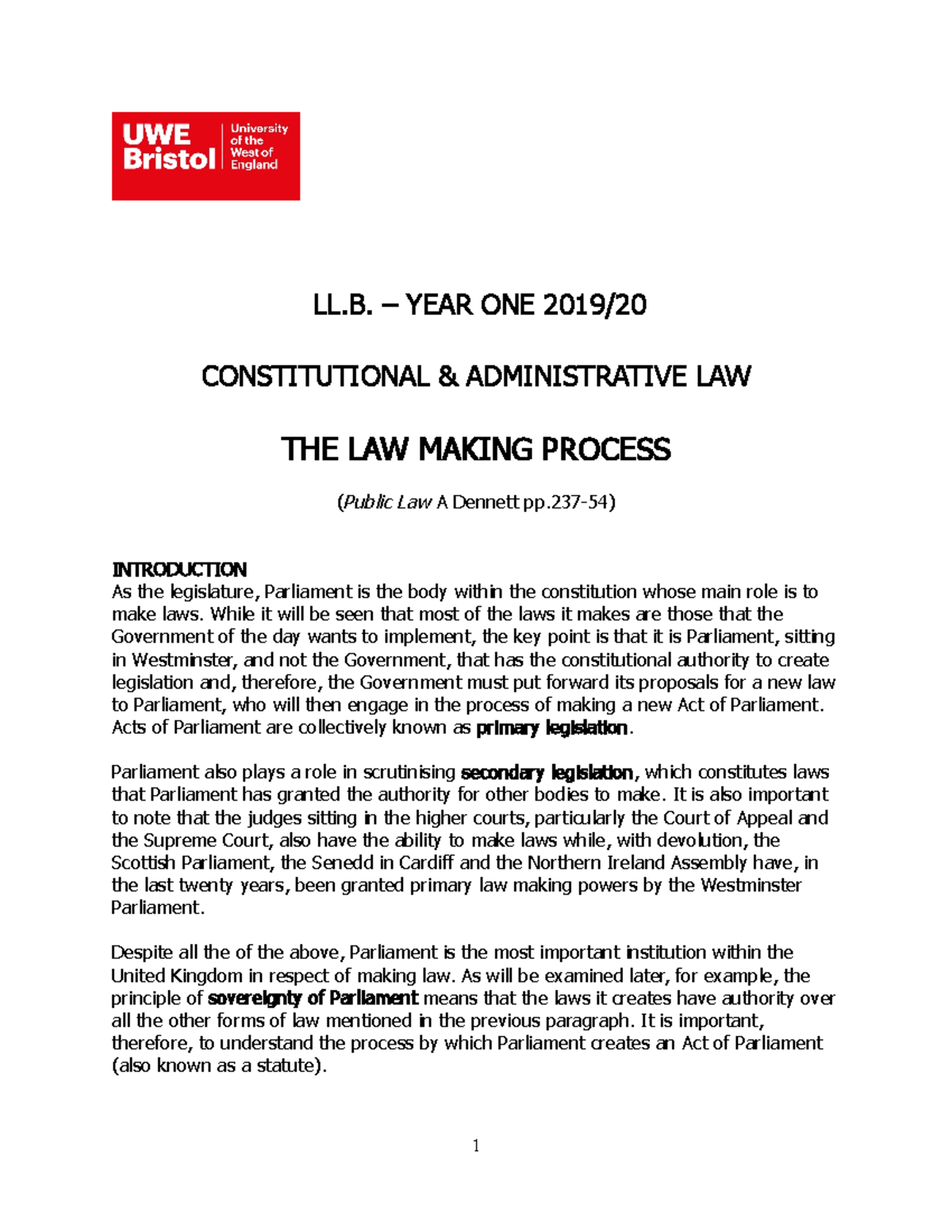 2b Law Making Process - Constitutional and Administrative Law - LL ...