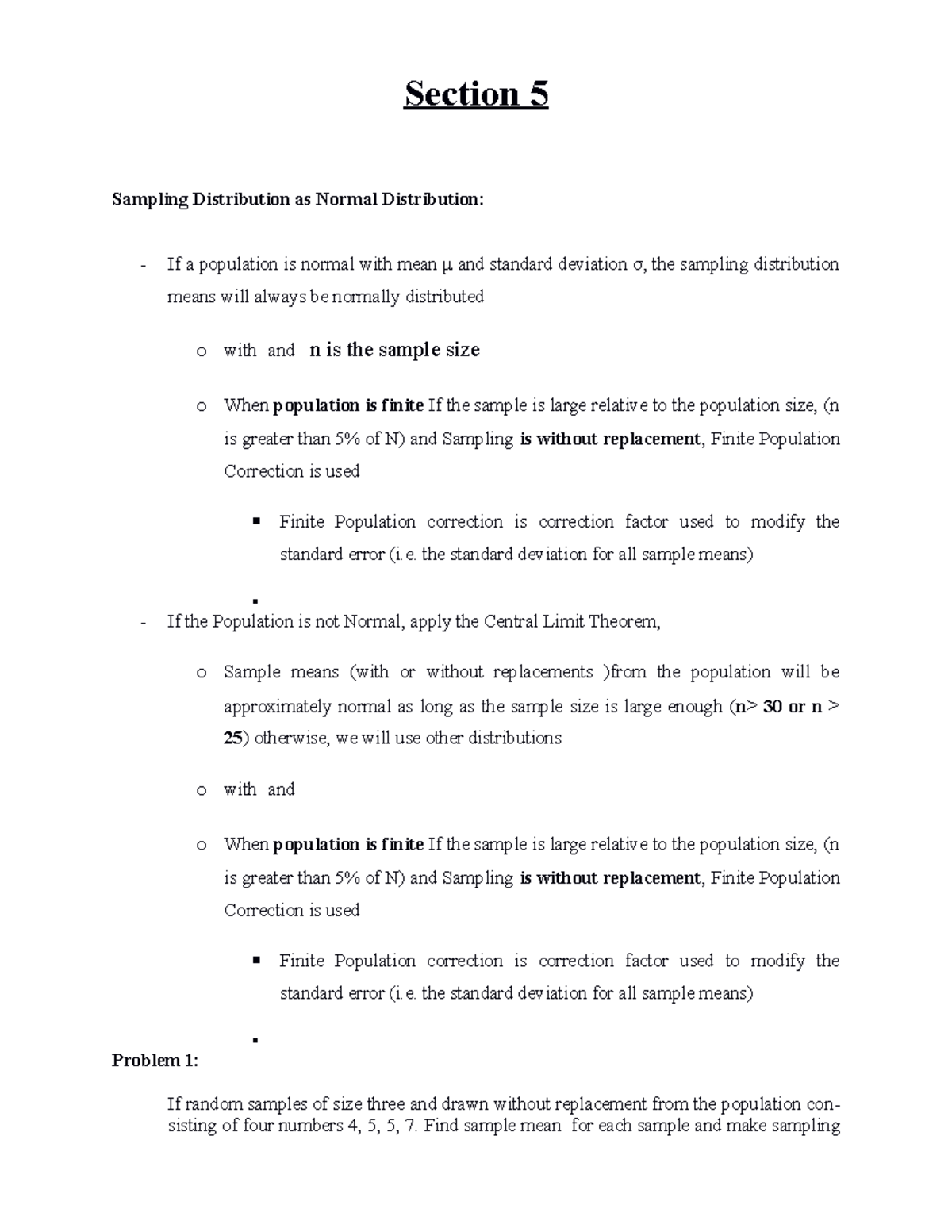 Section 5 fall 2021 - awfawfaw - Section 5 Sampling Distribution as ...