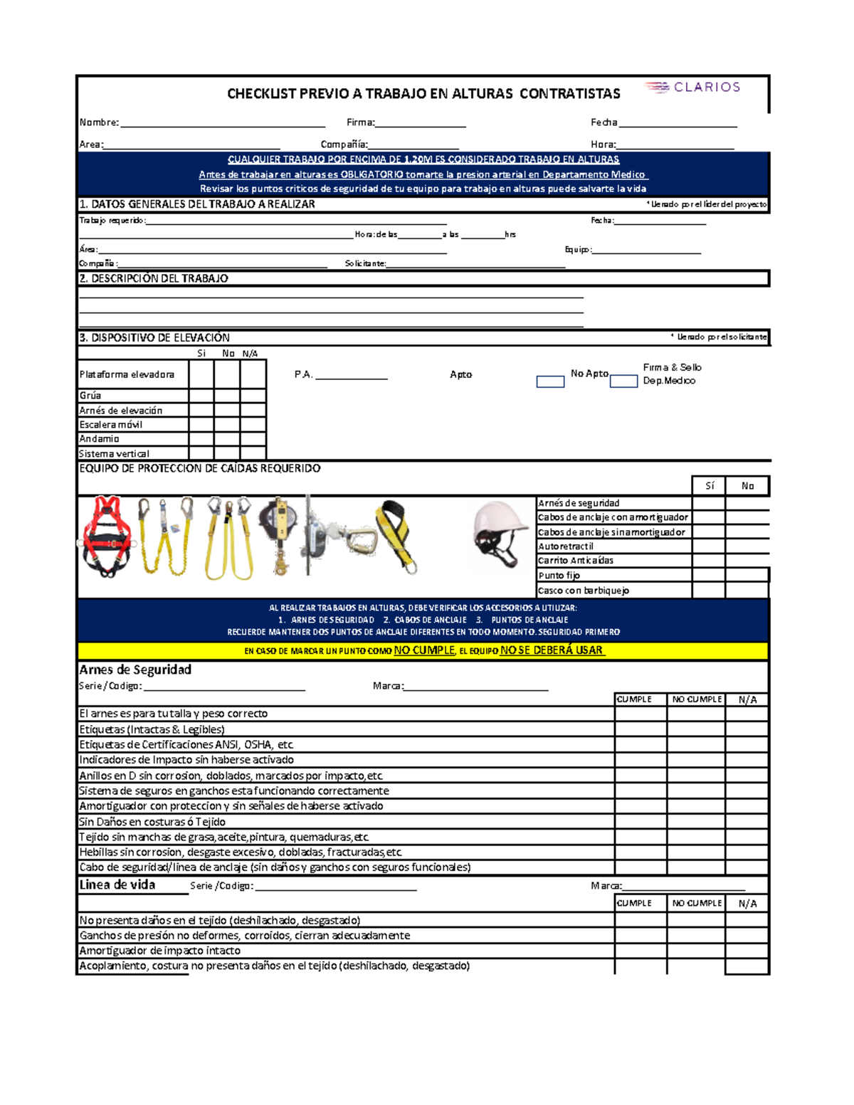 Checklist Trabajos EN Alturas - Nombre ...