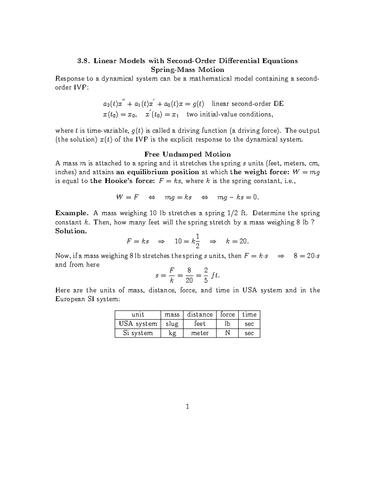 3 8 Linear Models Initial Value Problems Mass Spring Systems LRC Circuits - ENGR 213 - Studocu