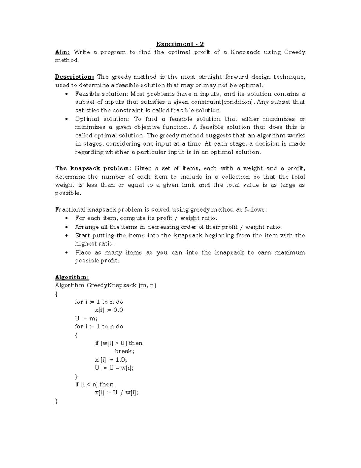 DAA Lab WEEK - 2 - Experiment - 2 Aim: Write a program to find the ...