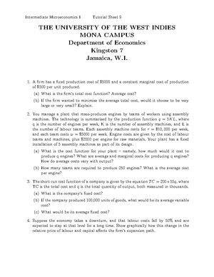 ECON2000-PS1-F23 - Tutorial paper 1 - Intermediate Microeconomics (ECON2000) Tutorial Paper 1 ...
