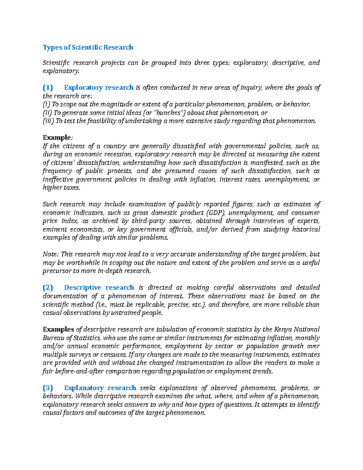 Types of Scientific Research - Types of Scientific Research Scientific ...