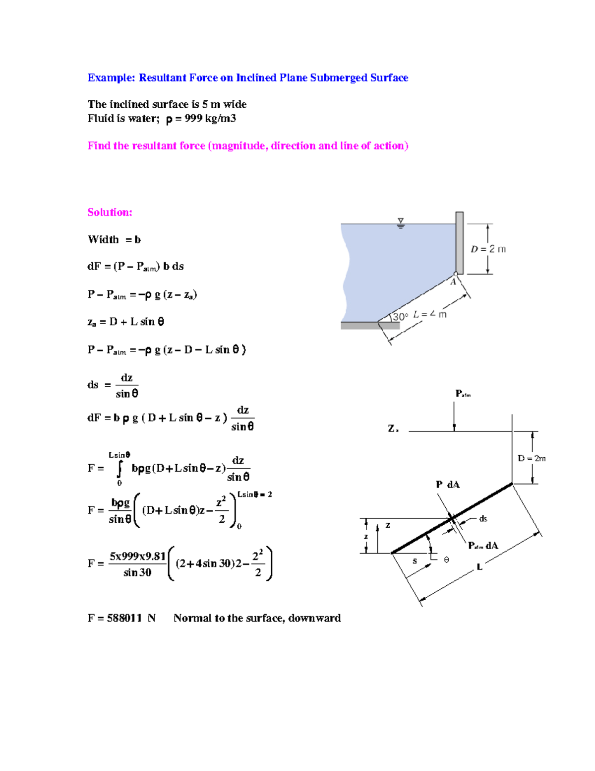 7 Inclined Surface - Lecture notes 1 - Example: Resultant Force on ...
