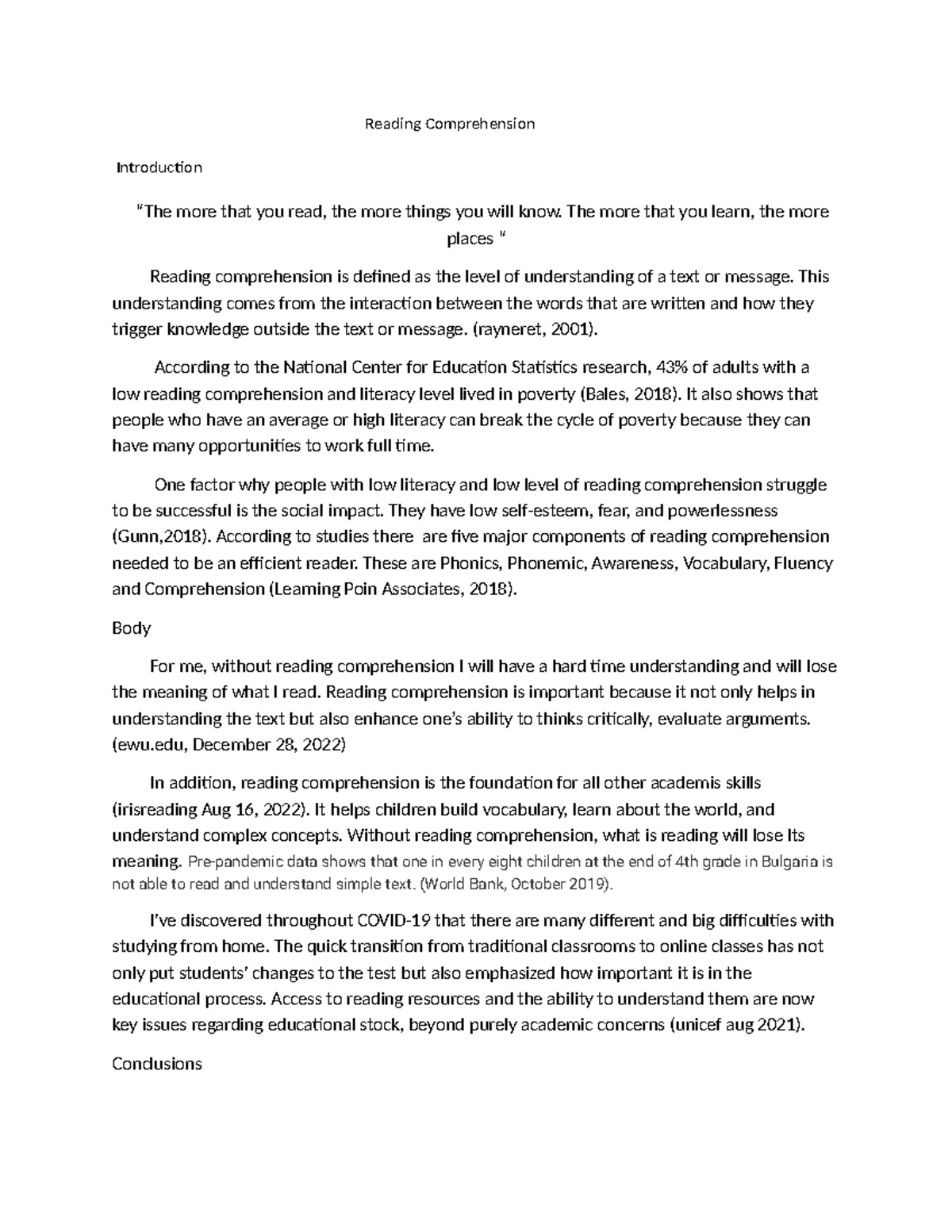 File - this is my report - Reading Comprehension Introduction “The more ...