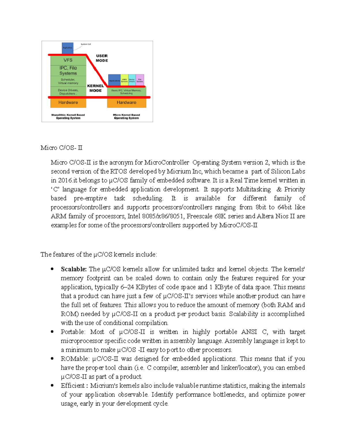 Micro C - embedded systems notes - Micro C/OS- II Micro C/OS-II is the ...