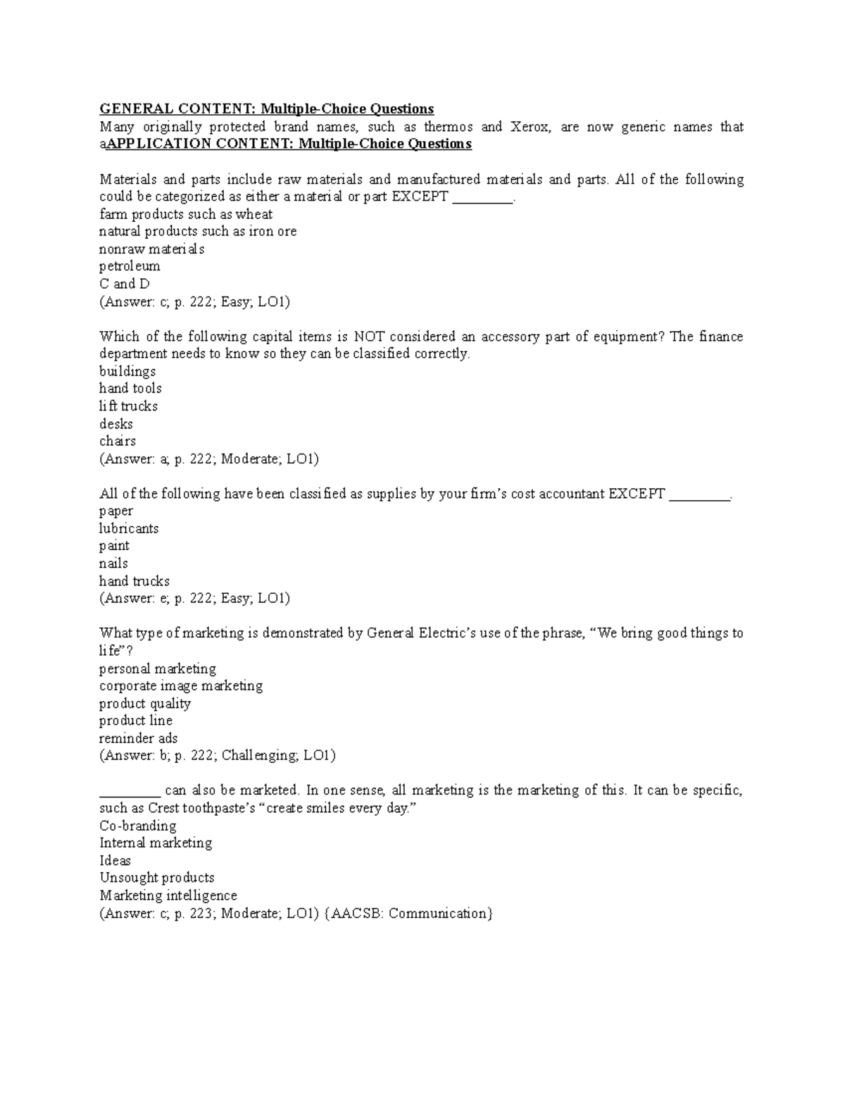 General Content - GENERAL CONTENT: Multiple-Choice Questions Many ...