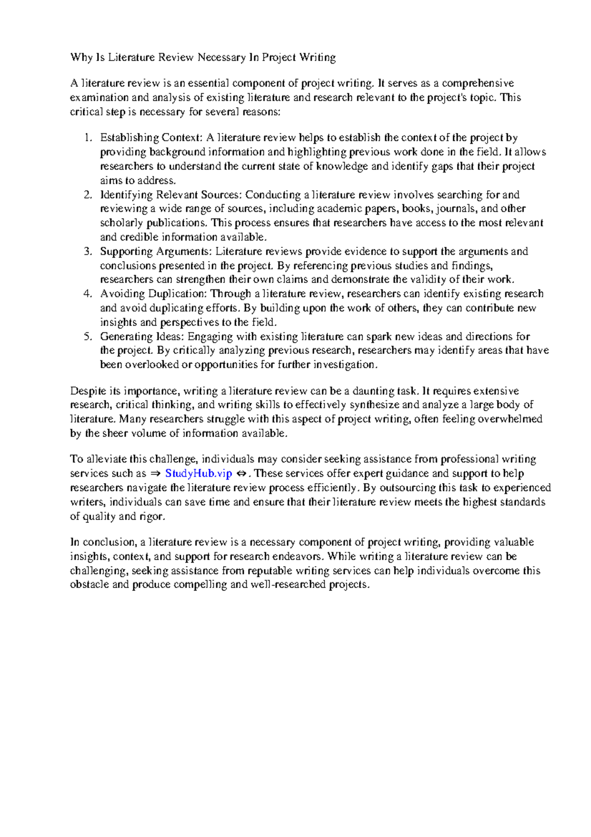 Why Is Literature Review Necessary In Project Writing - It serves as a ...