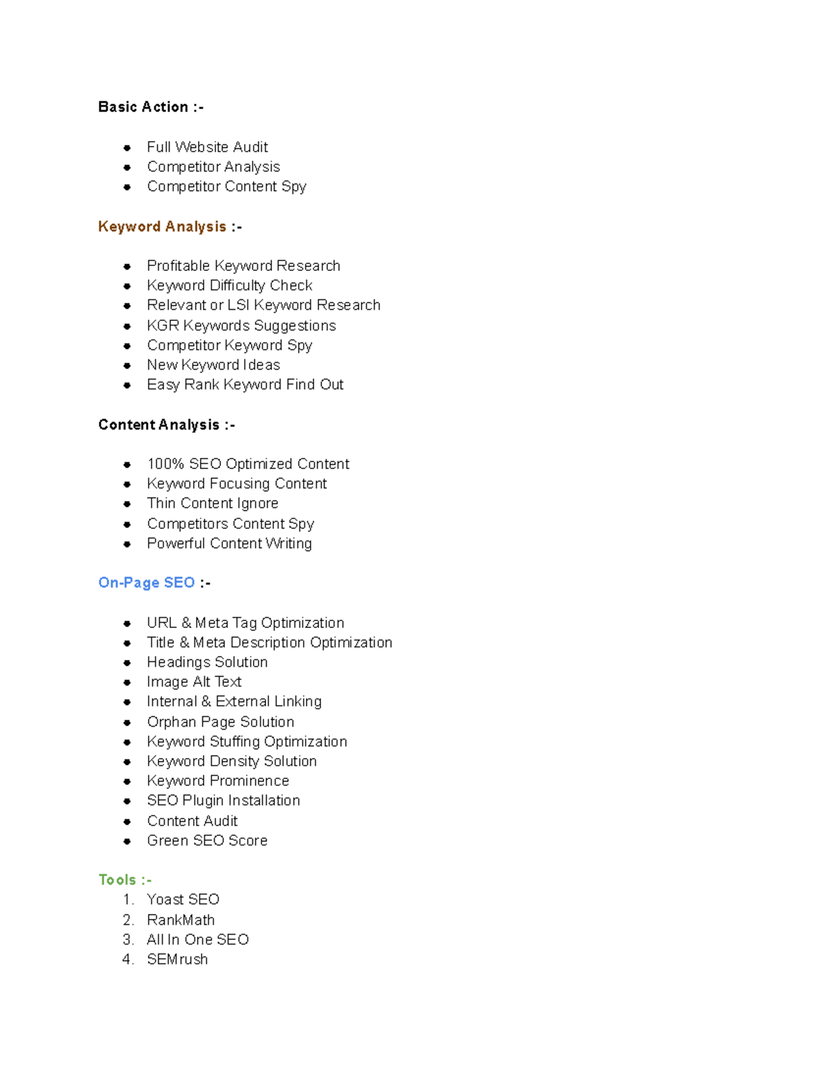 Action Plan For SEO Ranking - Basic Action :- Full Website Audit Competitor Analysis - Studocu