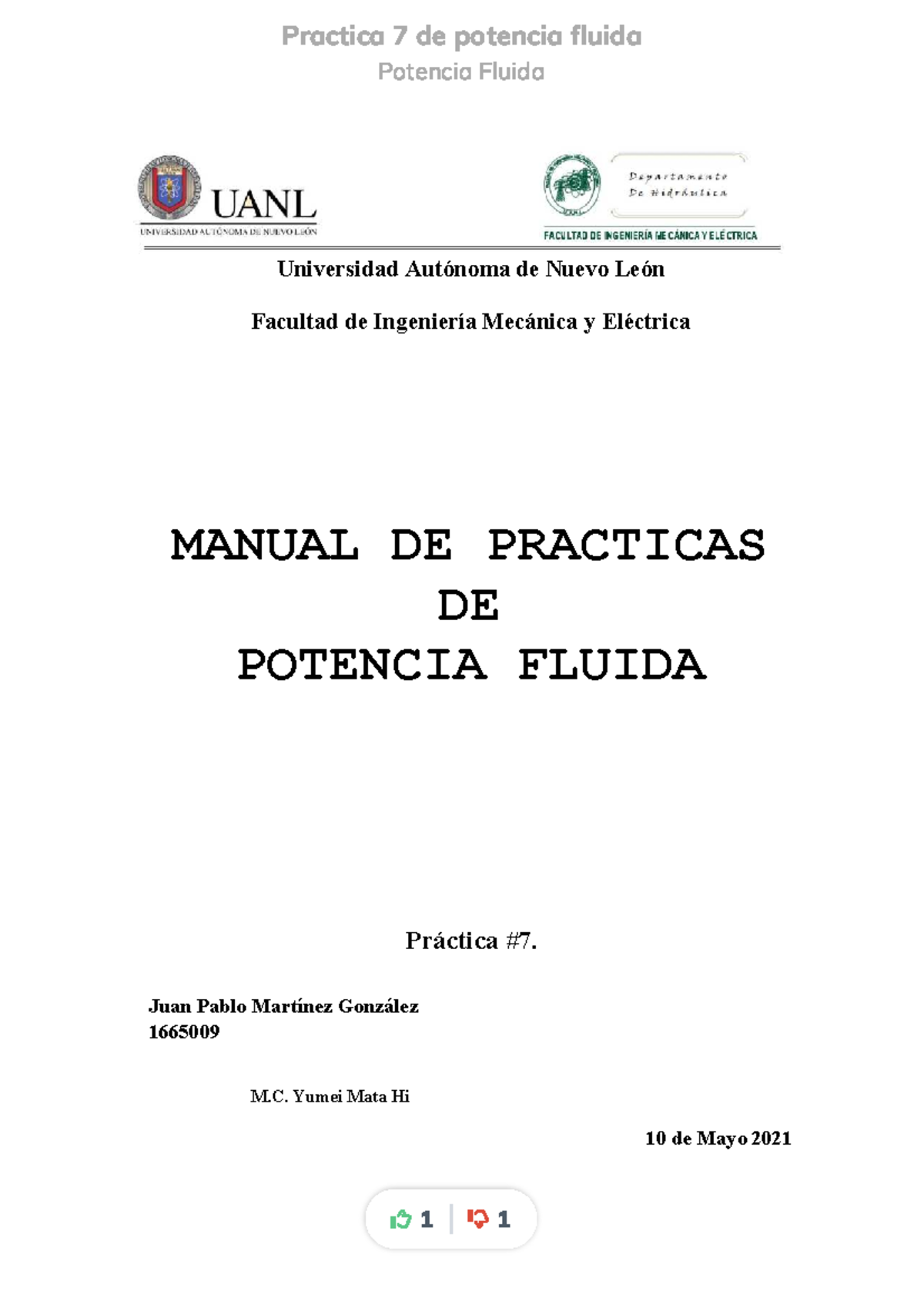 Practica-7-de-potencia-fluida compress - Practica 7 de potencia uida Potencia Fluida Universidad ...