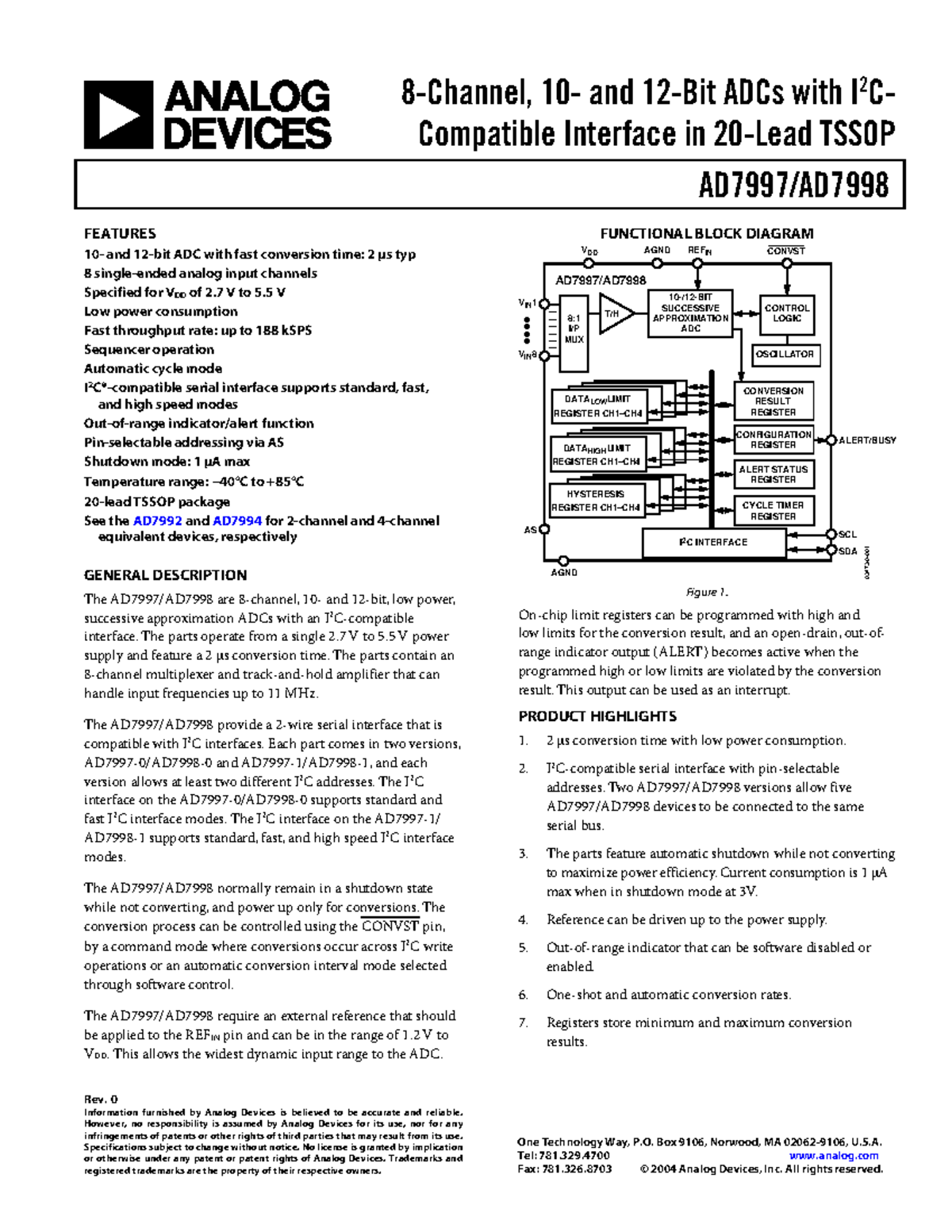 AD7997 7998 - ADC data sheet - 8-Channel, 10- and 12-Bit ADCs with I 2 C- Compatible Interface ...