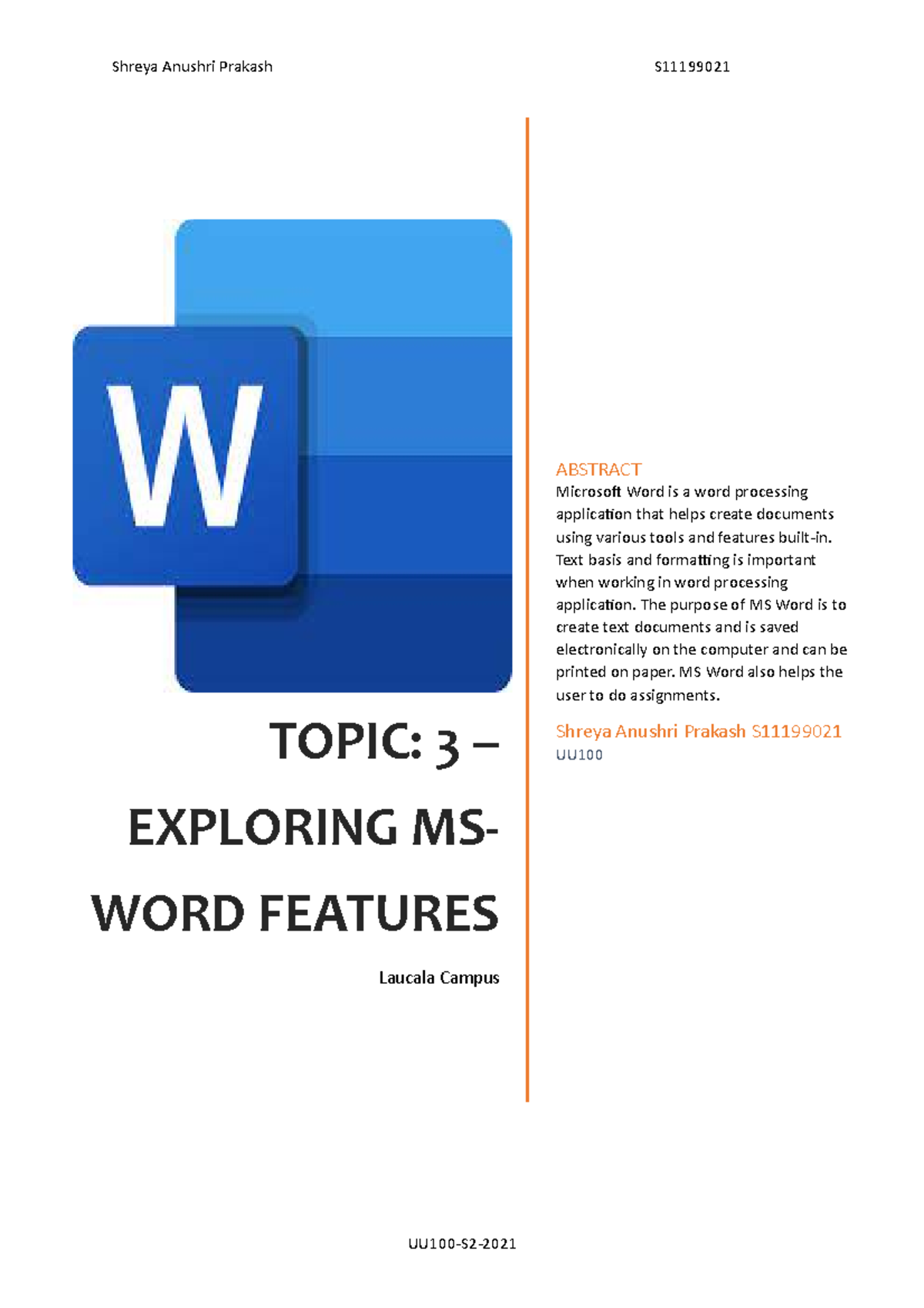 S11199021 T3 ACT - Web- Activity - TOPIC: 3 – EXPLORING MS- WORD FEATURES Laucala Campus ...