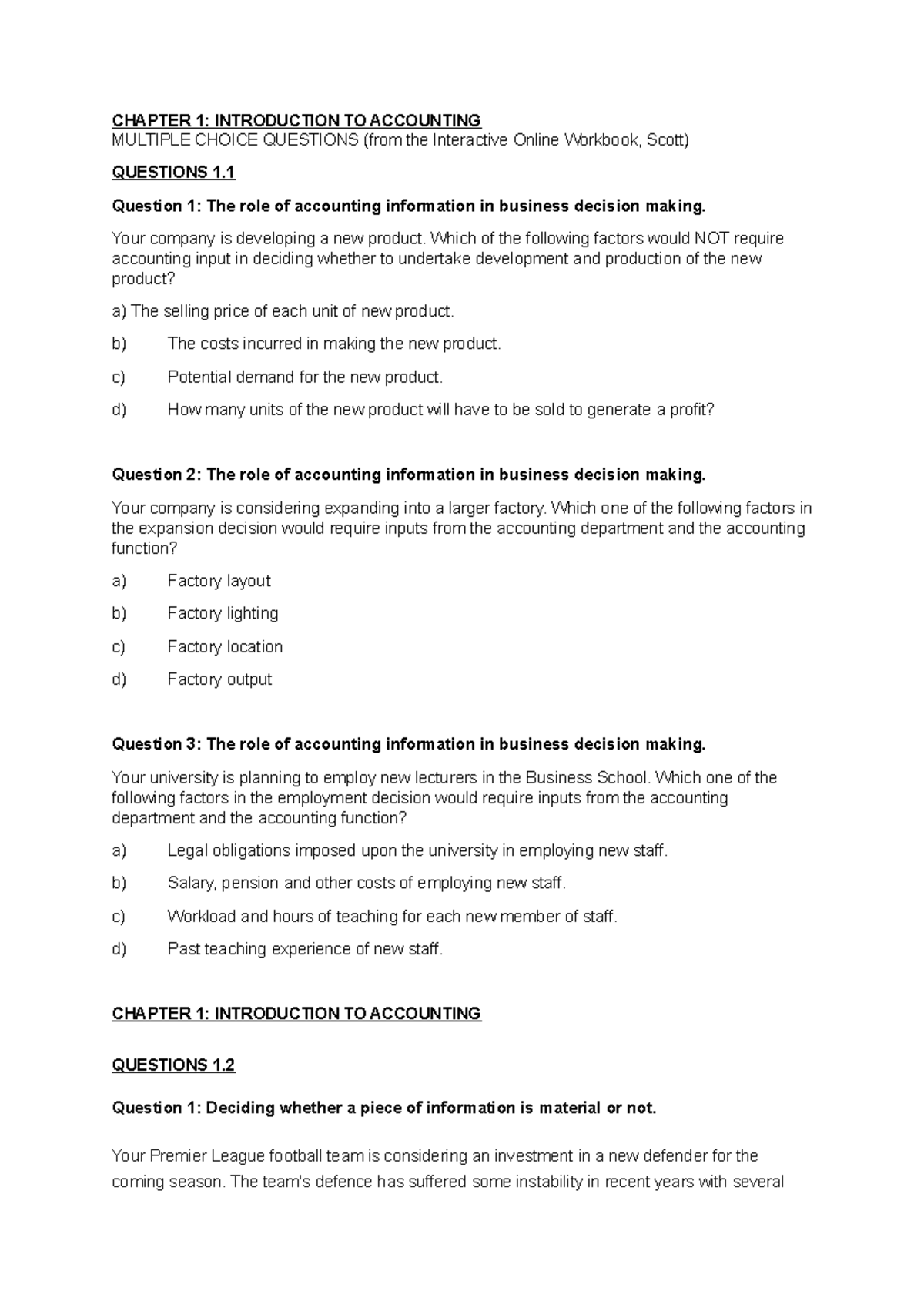 Financial mcqs - Mcq - CHAPTER 1: INTRODUCTION TO ACCOUNTING MULTIPLE ...