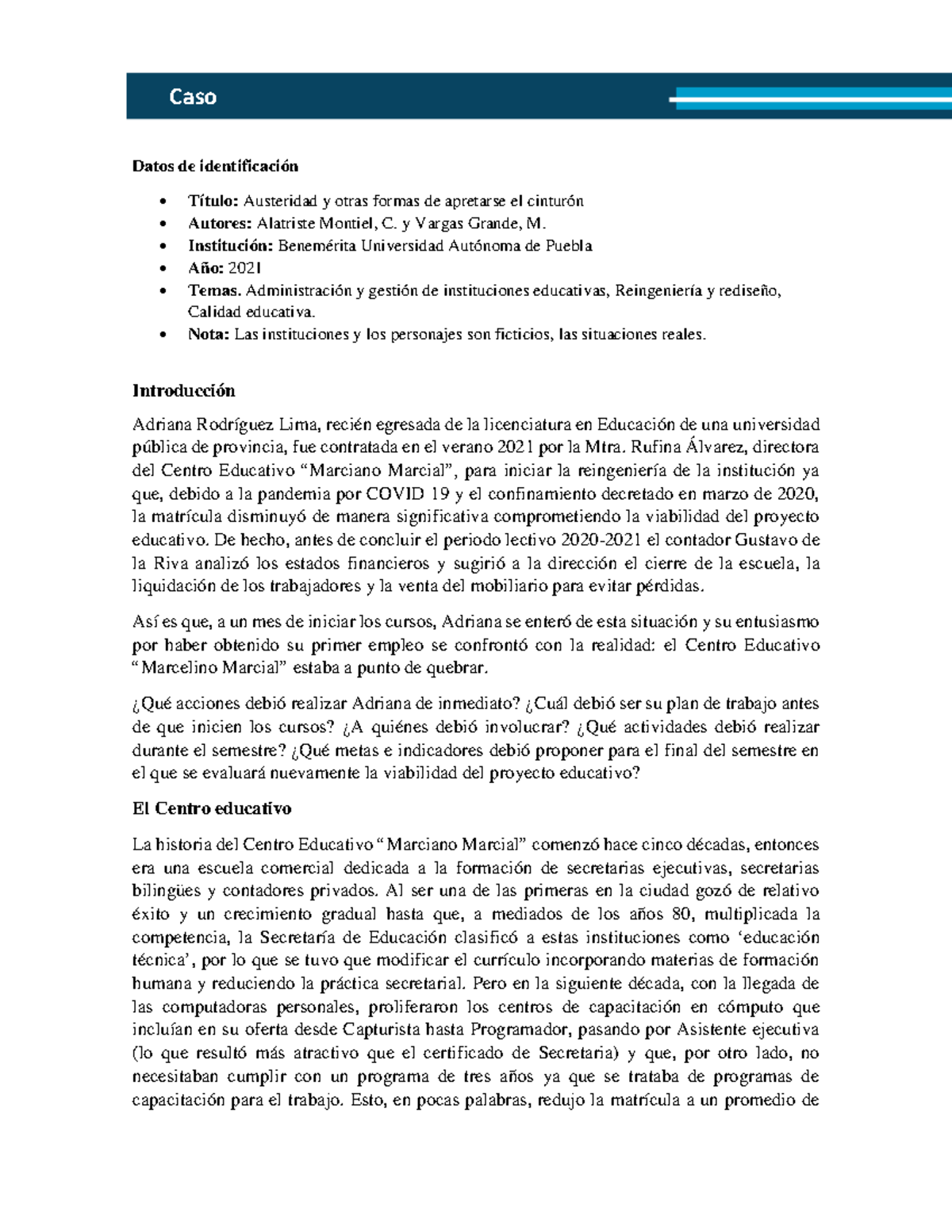 Caso Austeridad y otras formas de apretarse el cinturón-1 - Datos de ...
