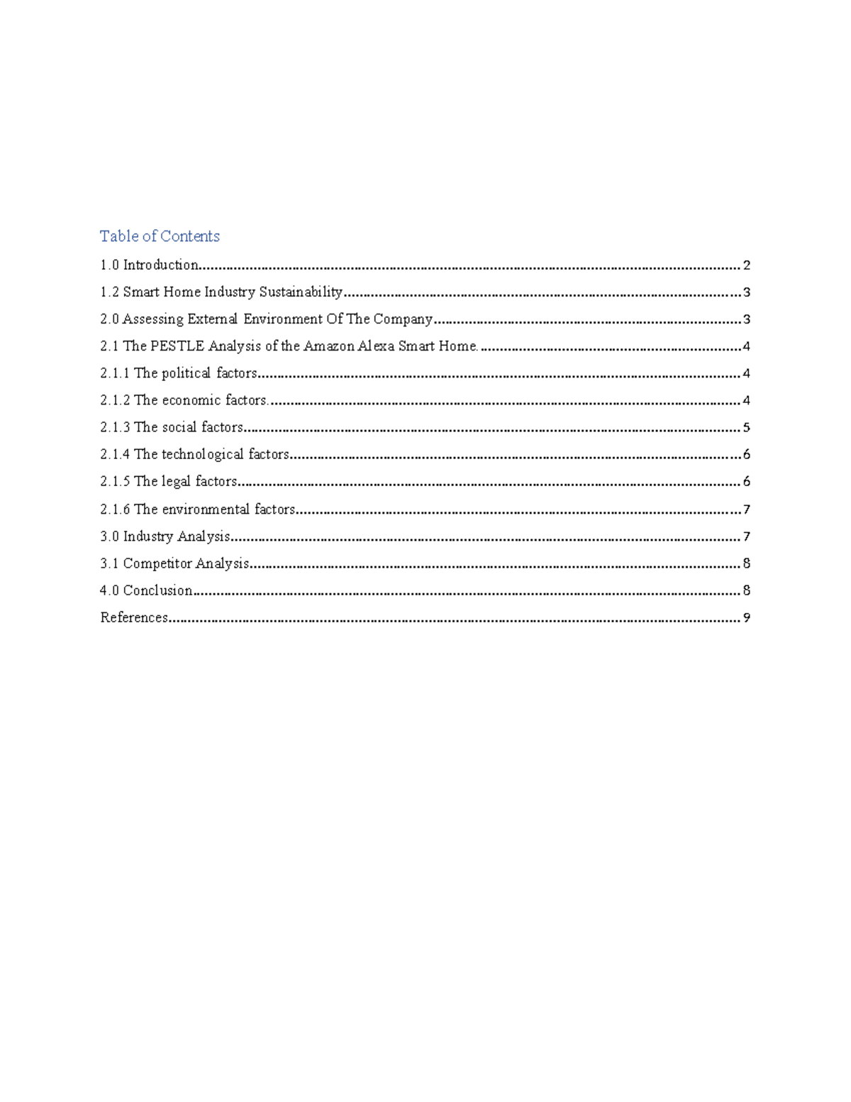 AYO UK ( Pestle Analysis) - Table of Contents 1 - Studocu