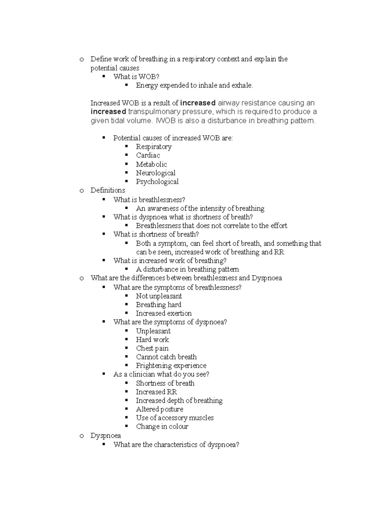 Work of breathing - Lecture notes WOB - o - Studocu
