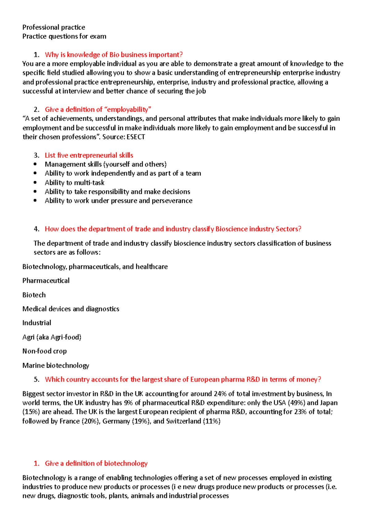 Professional practice- practice questions - Professional practice ...