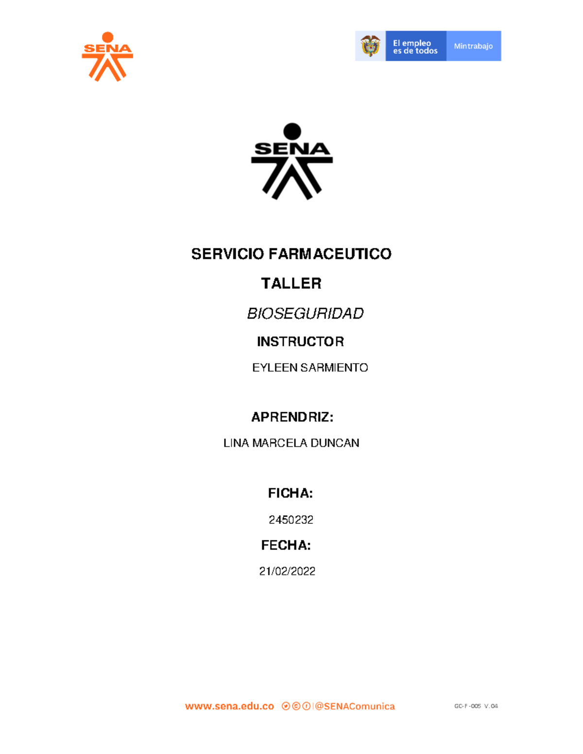 Taller DE Bioseguridad - SERVICIO FARMACEUTICO TALLER BIOSEGURIDAD ...