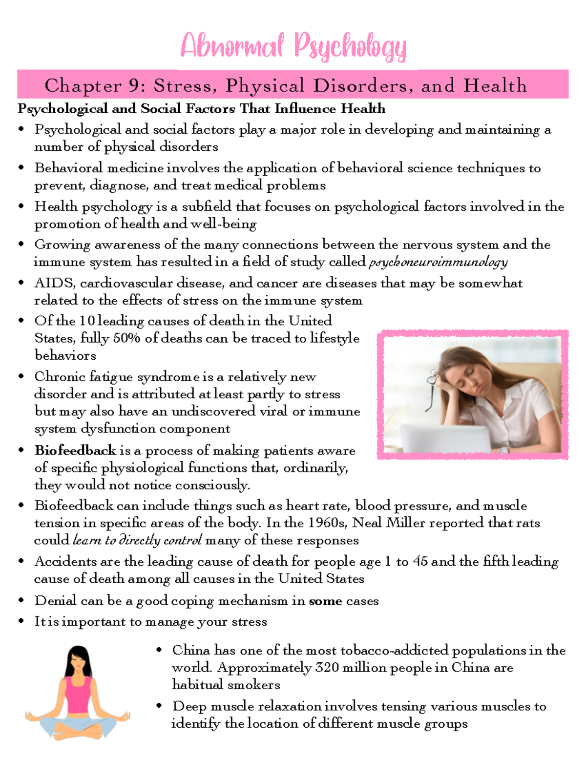 Abnormal Psych- Chapter 9 - Abnormal Psychology Chapter 9: Stress ...