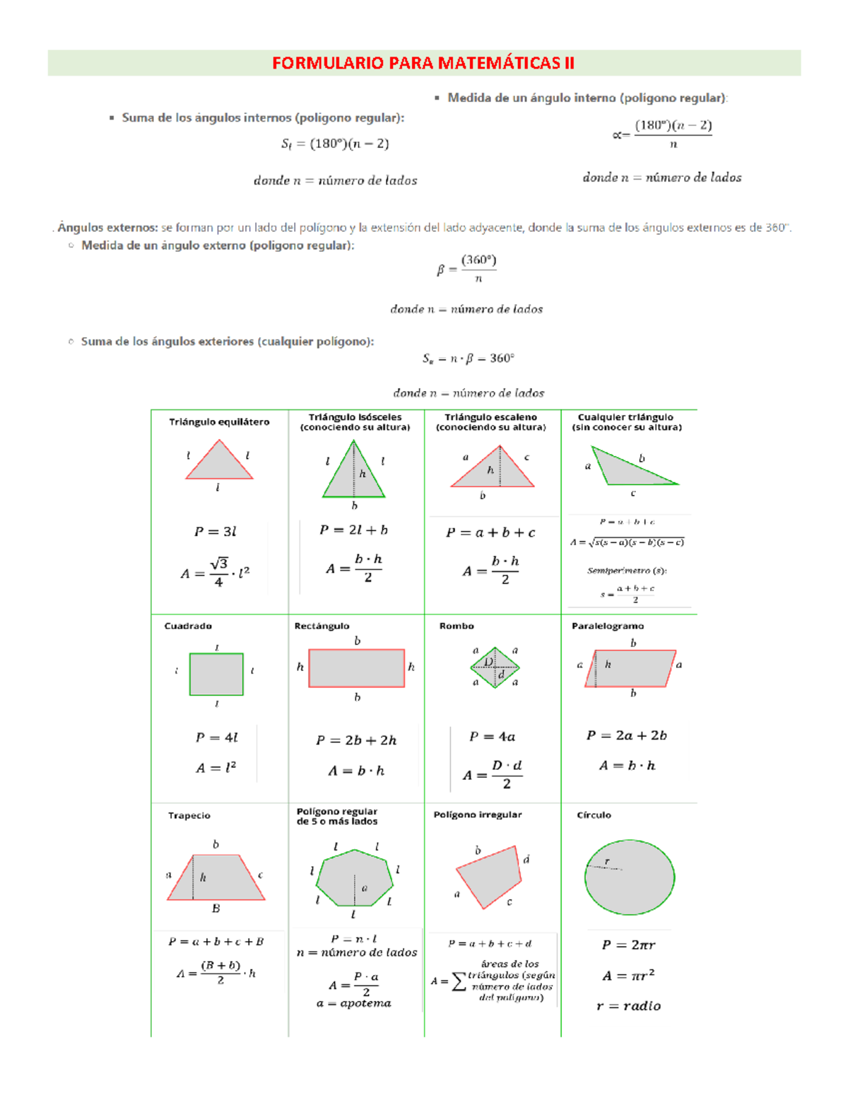 -1406495080 Formulario PARA Matem Ticas II - Matematicas lll - FORMULARIO PARA MATEMÁTICAS II ...