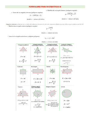 1st. Module formulary - material de repaso formulario - Matematicas lll - Math II Conversion ...