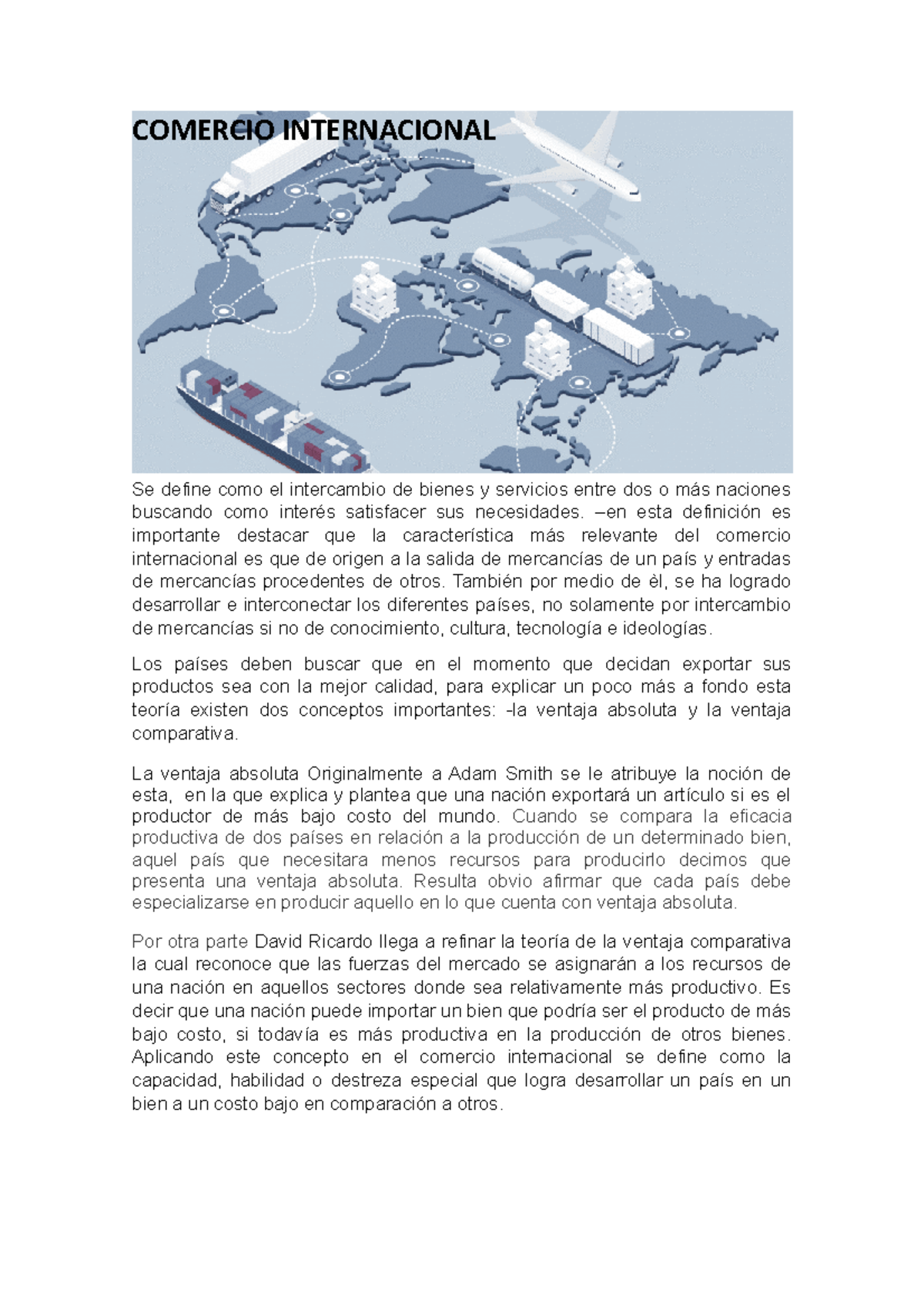 Comercio Internacional - COMERCIO INTERNACIONAL Se define como el ...