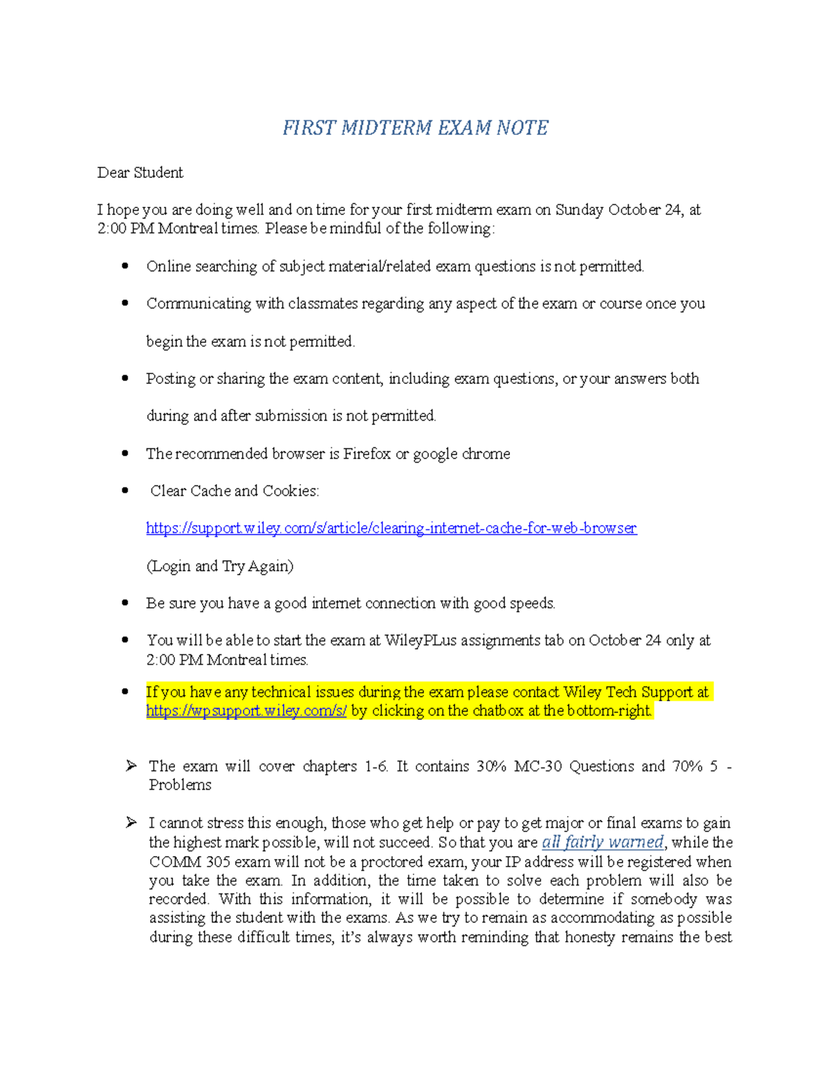 First Midterm EXAM NOTE - FIRST MIDTERM EXAM NOTE Dear Student I hope ...