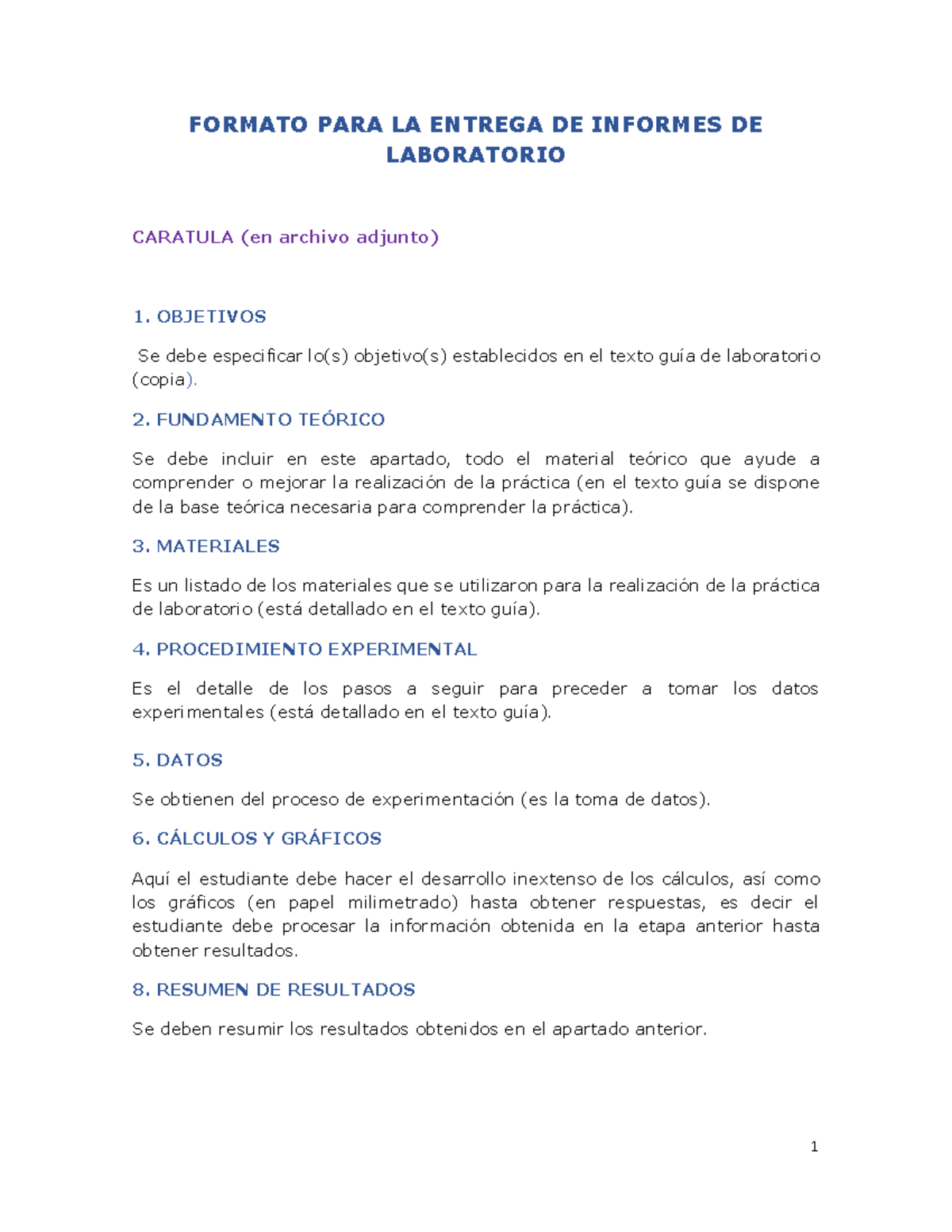 Formato para la entrega de Informe - 1 FORMATO PARA LA ENTREGA DE ...