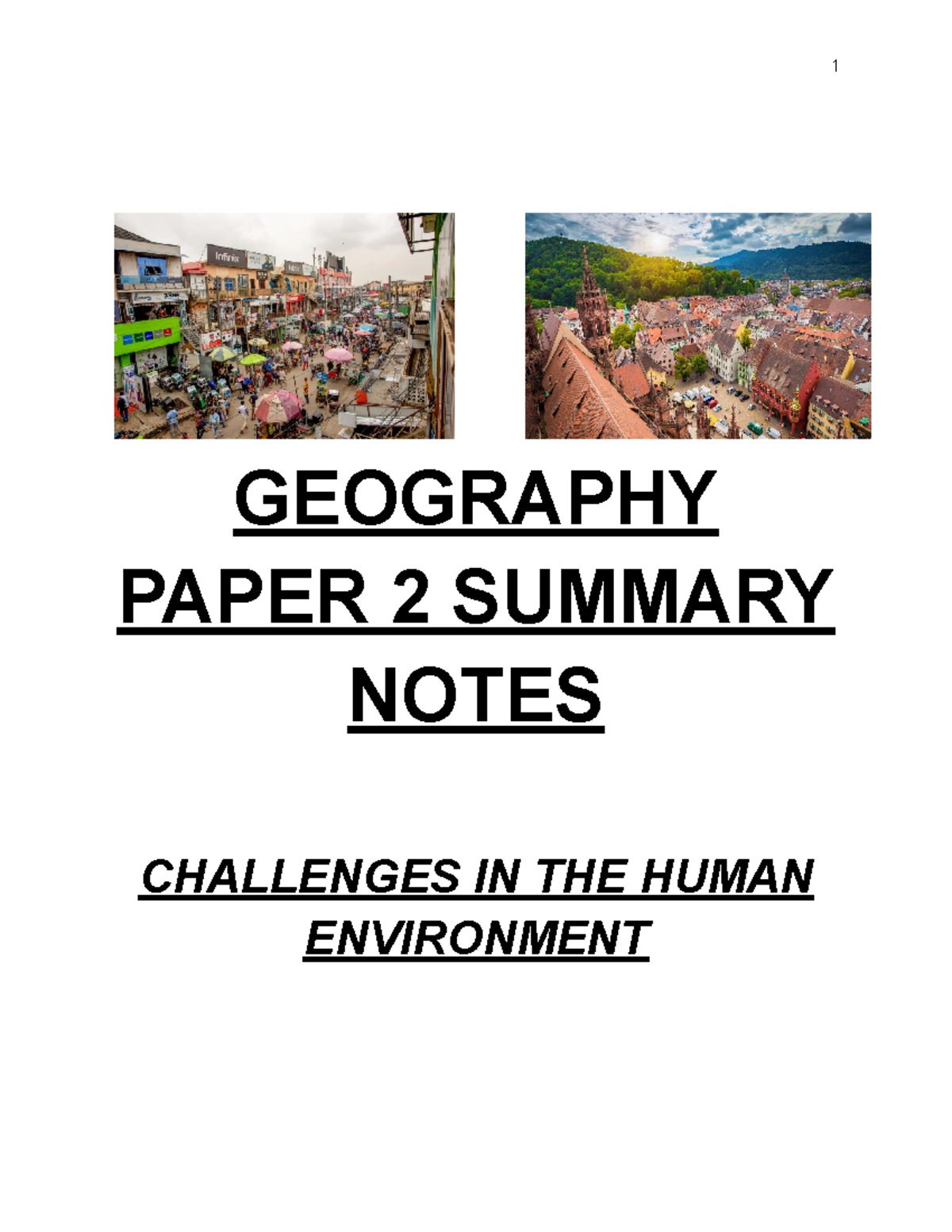 Geography Paper 2 Summary notes - 1 GEOGRAPHY PAPER 2 SUMMARY NOTES ...