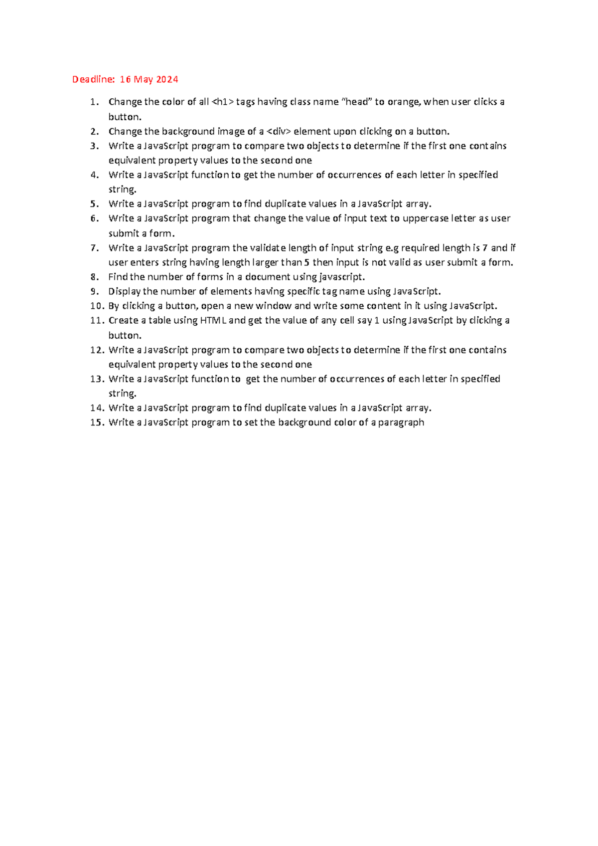 Assignment 2 - web technologies book - Deadline: 16 May 2024 1. Change the color of all - Studocu