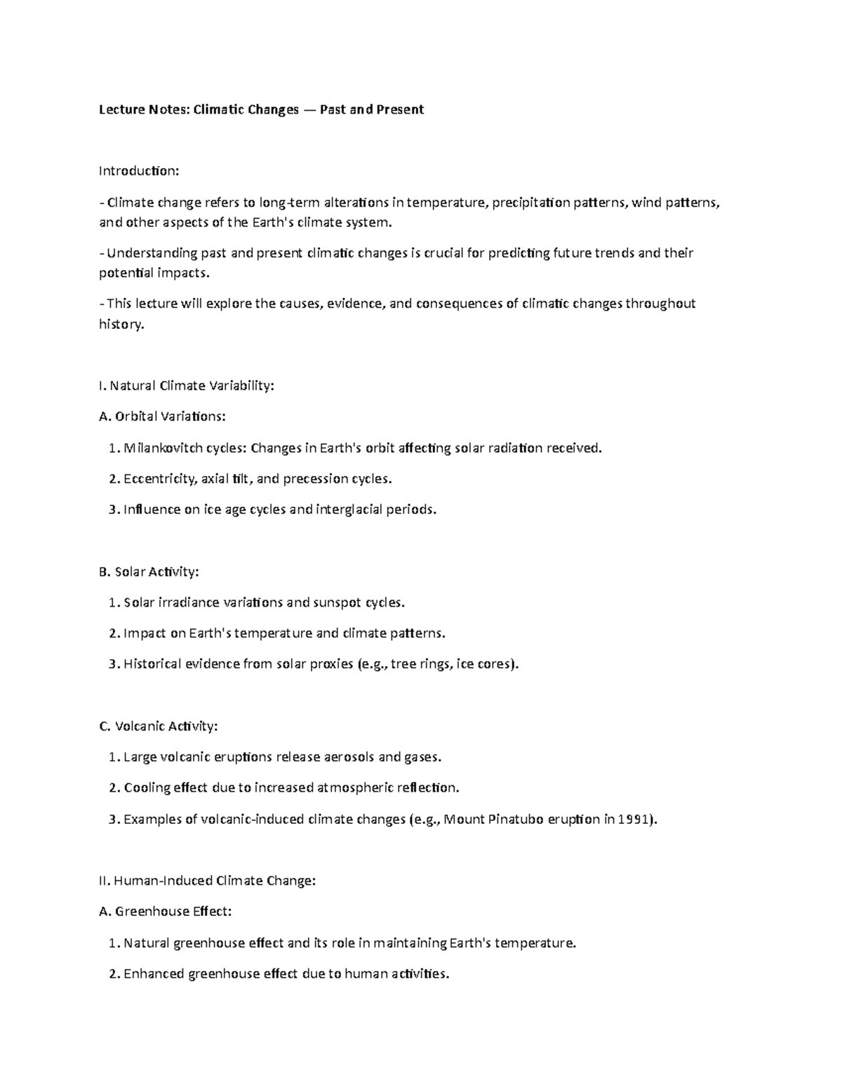 Lecture Notes: Climatic Changes — Past and Present - Understanding past ...