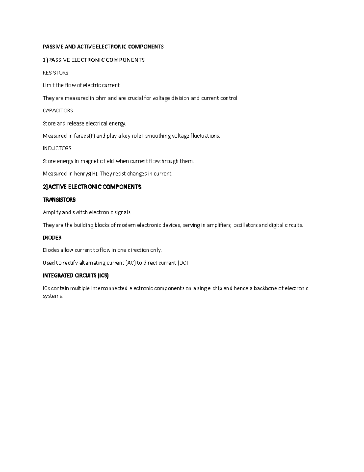 Active AND Passive main - PASSIVE AND ACTIVE ELECTRONIC COMPONENTS 1 ...