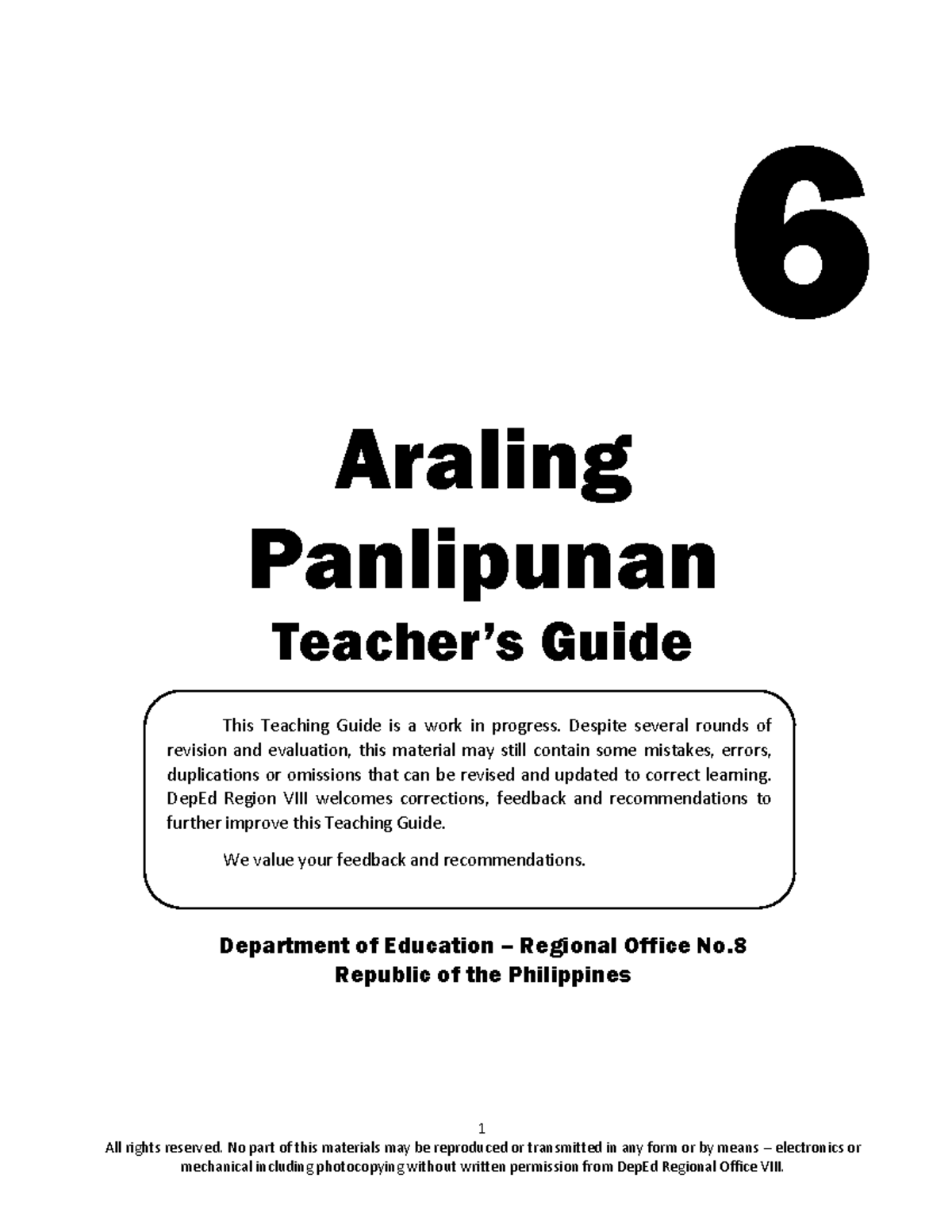 TG AP 6 Q1 - 1 All rights reserved. No part of this materials may be ...