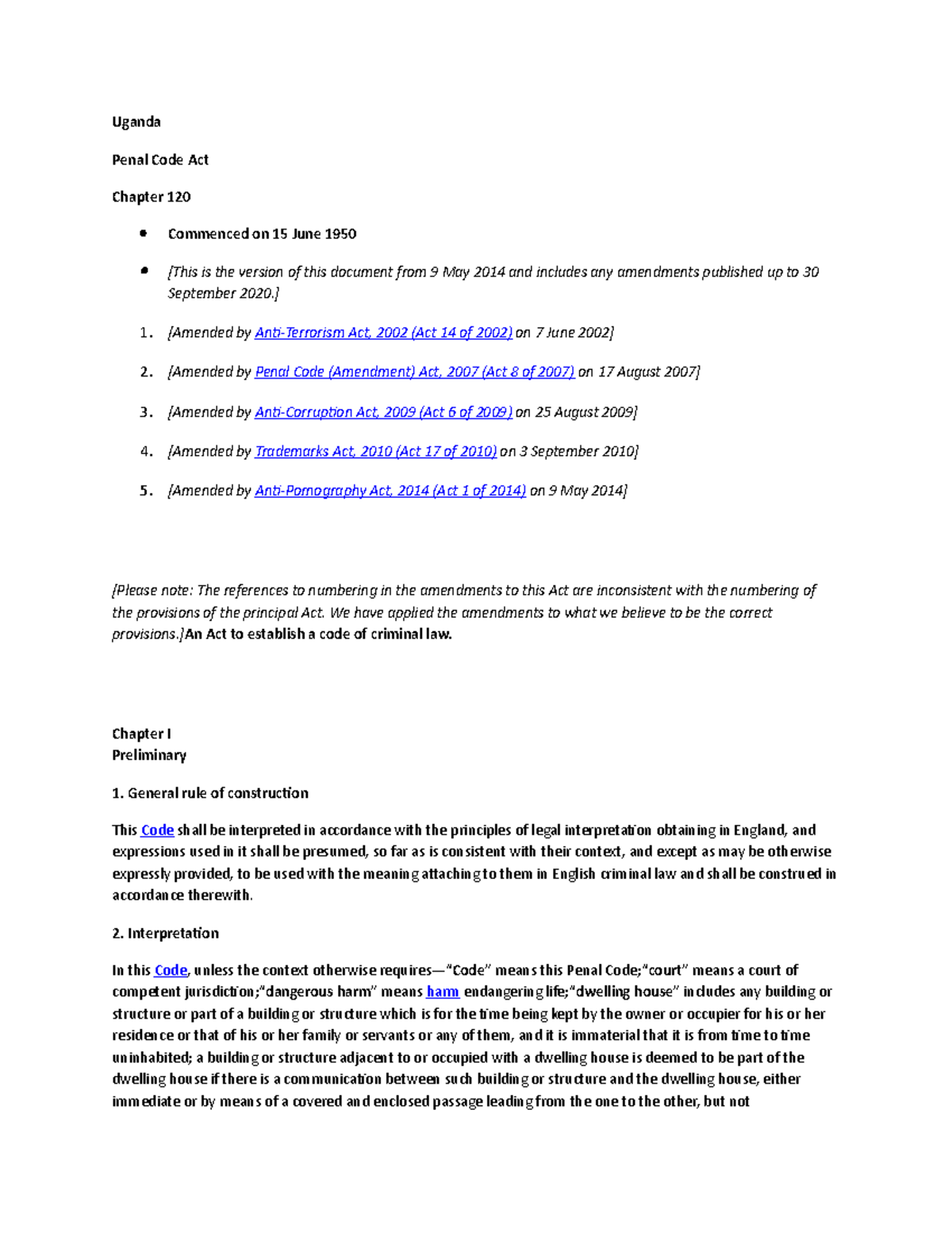 Uganda penal code - Constitution - Uganda Penal Code Act Chapter 120 ...