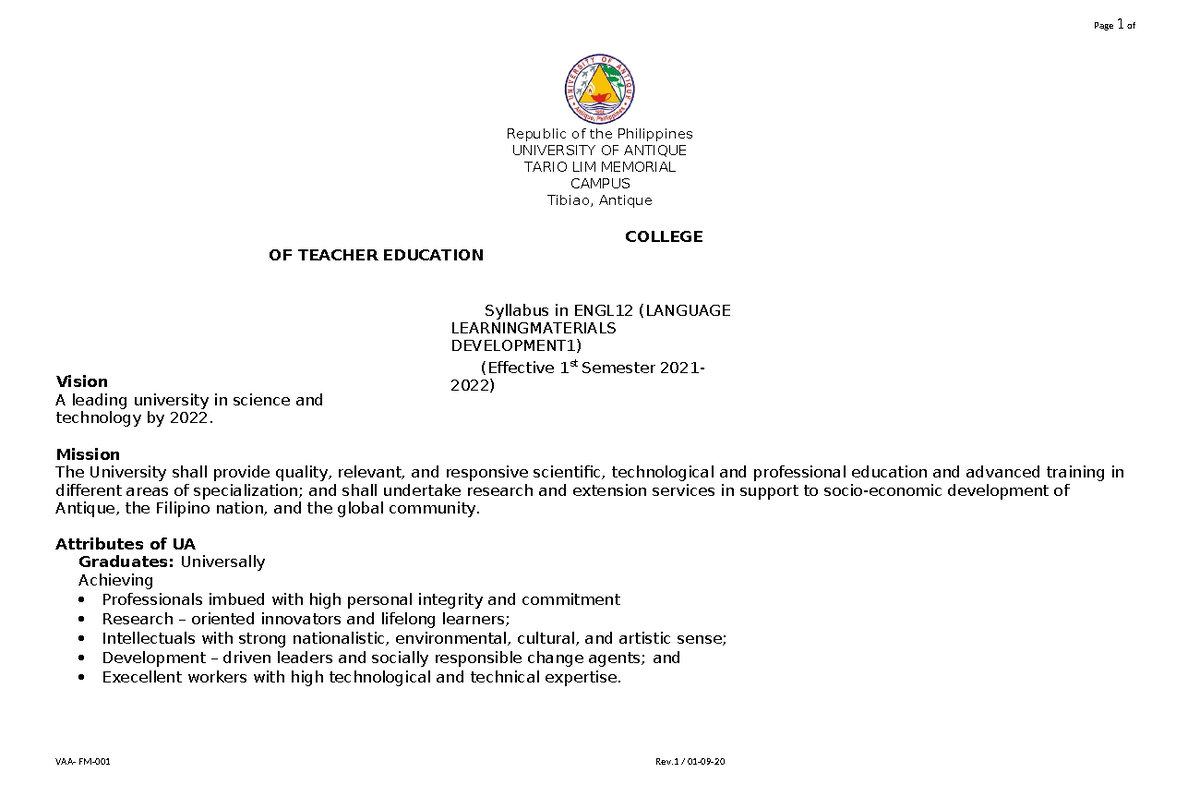 Language Learning Materials Development Syllabus Ched at Jennifer Dermody blog