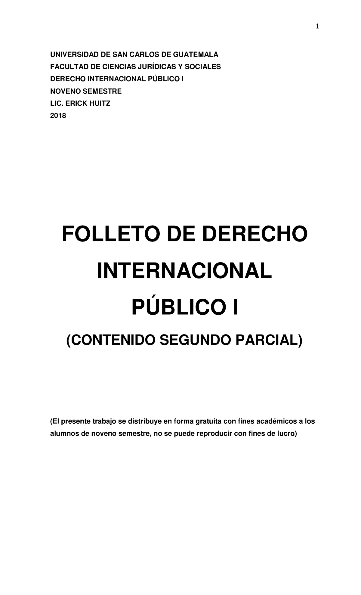 Derecho Internacional Publico material 2do parcial Erick Huitz ...
