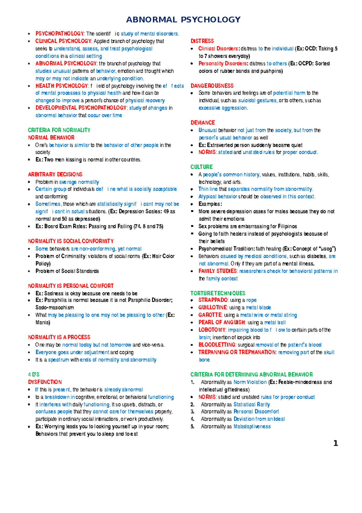 Abnormal Psychology Reviewer 3 Mixed Refs - PSYCHOPATHOLOGY ...