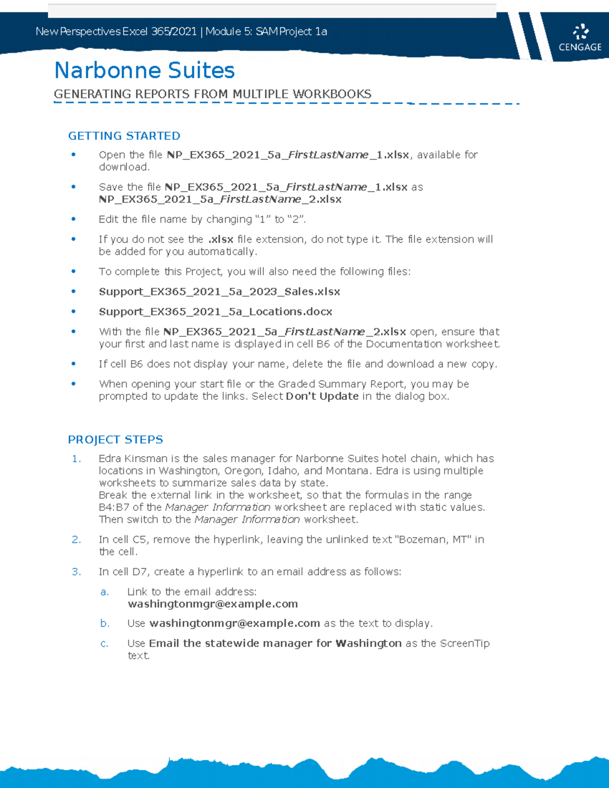 Instructions NP EX365 2021 5a - New Perspectives Excel 365/2021 | Module 5: SAM Project 1a ...