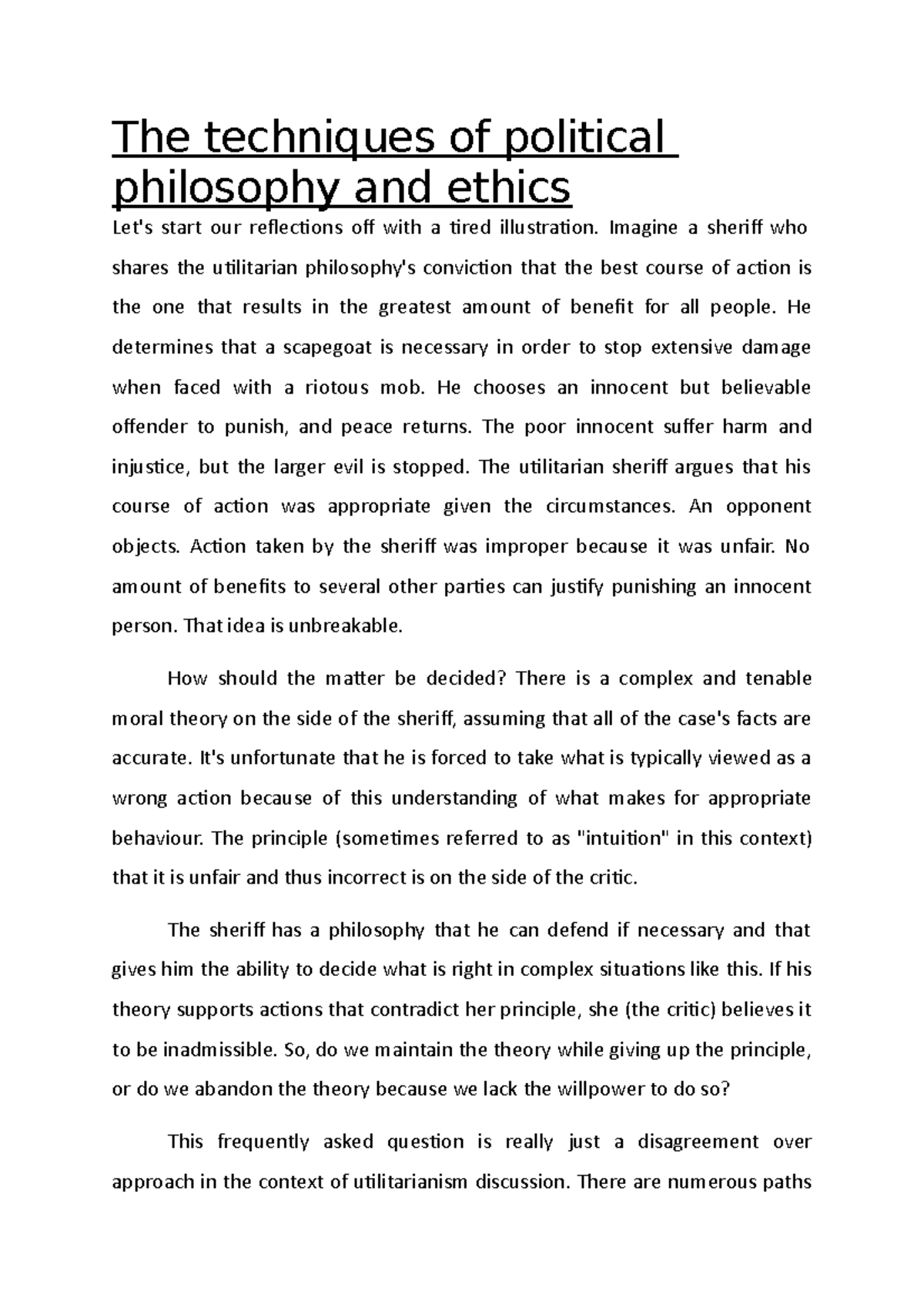 The techniques of political philosophy and ethics - The techniques of ...