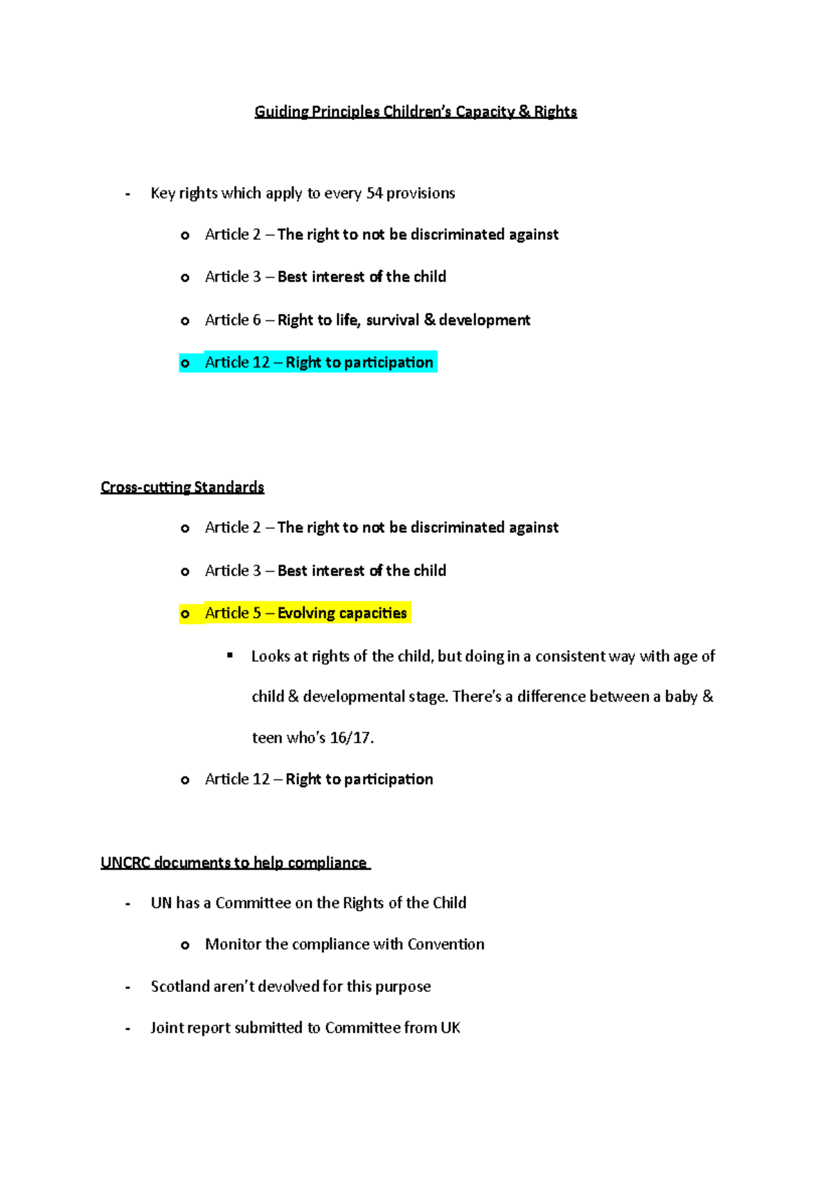 Children's Capacity & Rights - Guiding Principles Children’s Capacity ...