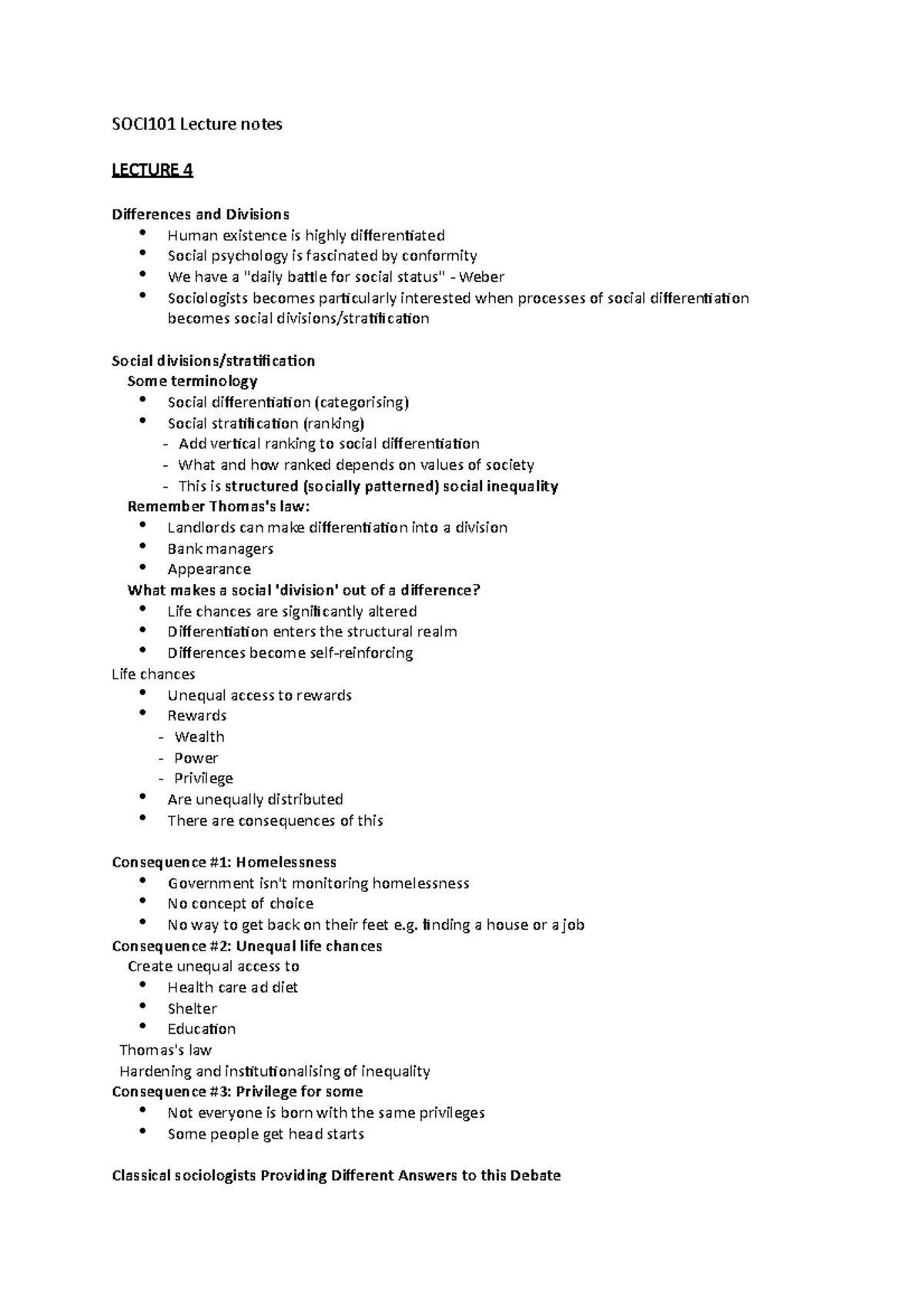 SOCI101 Lecture Notes - SOCI101 Lecture notes LECTURE 4 Differences and ...