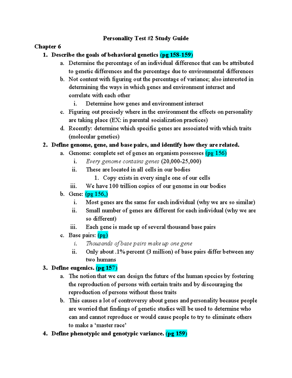 Personality Test #2 Study Guide - Personality Test #2 Study Guide ...