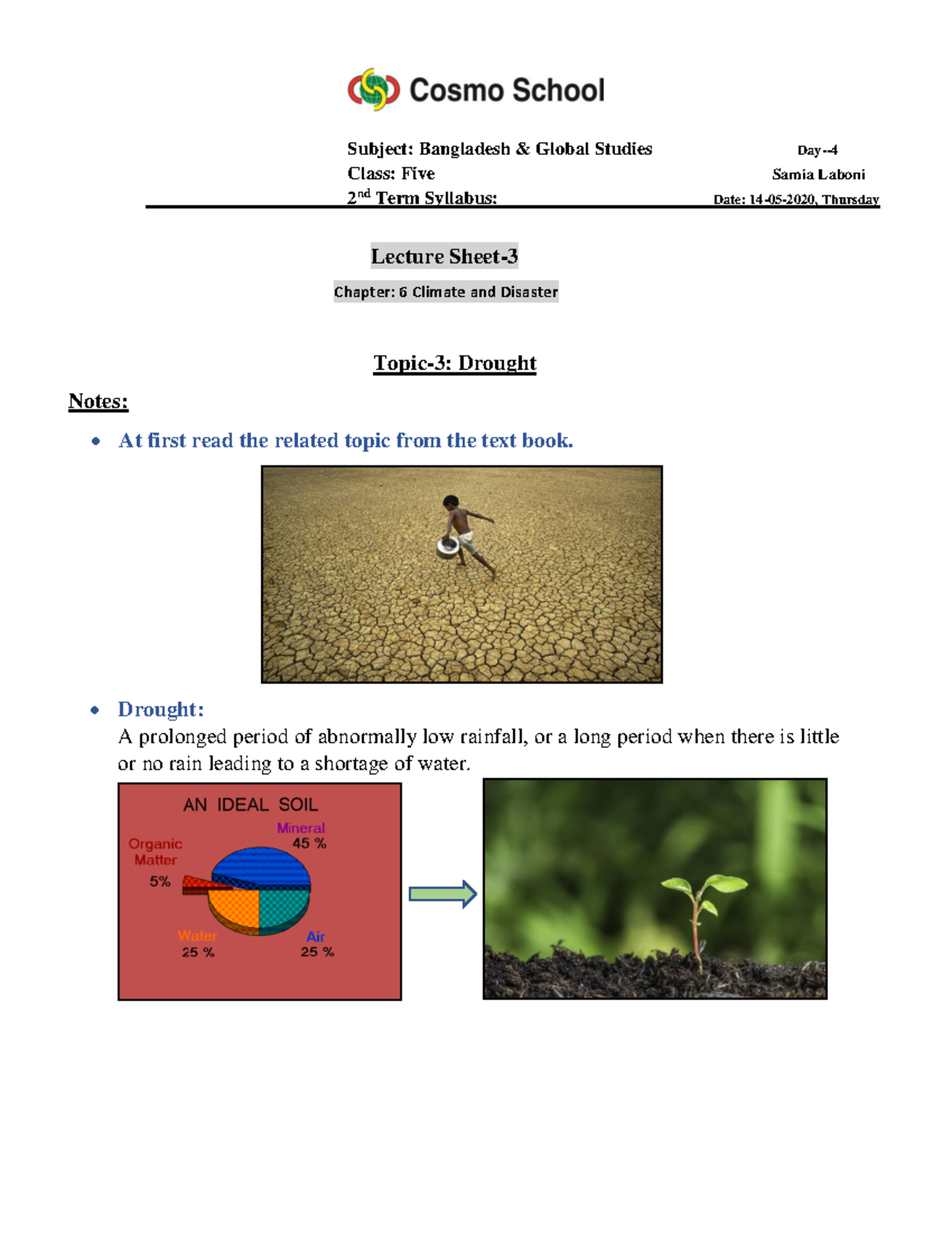 BGS,Lecture sheet-3,Chapter-6-Climate and Disaster-Topic-3-Drought,Day-4 - Subject: Bangladesh ...
