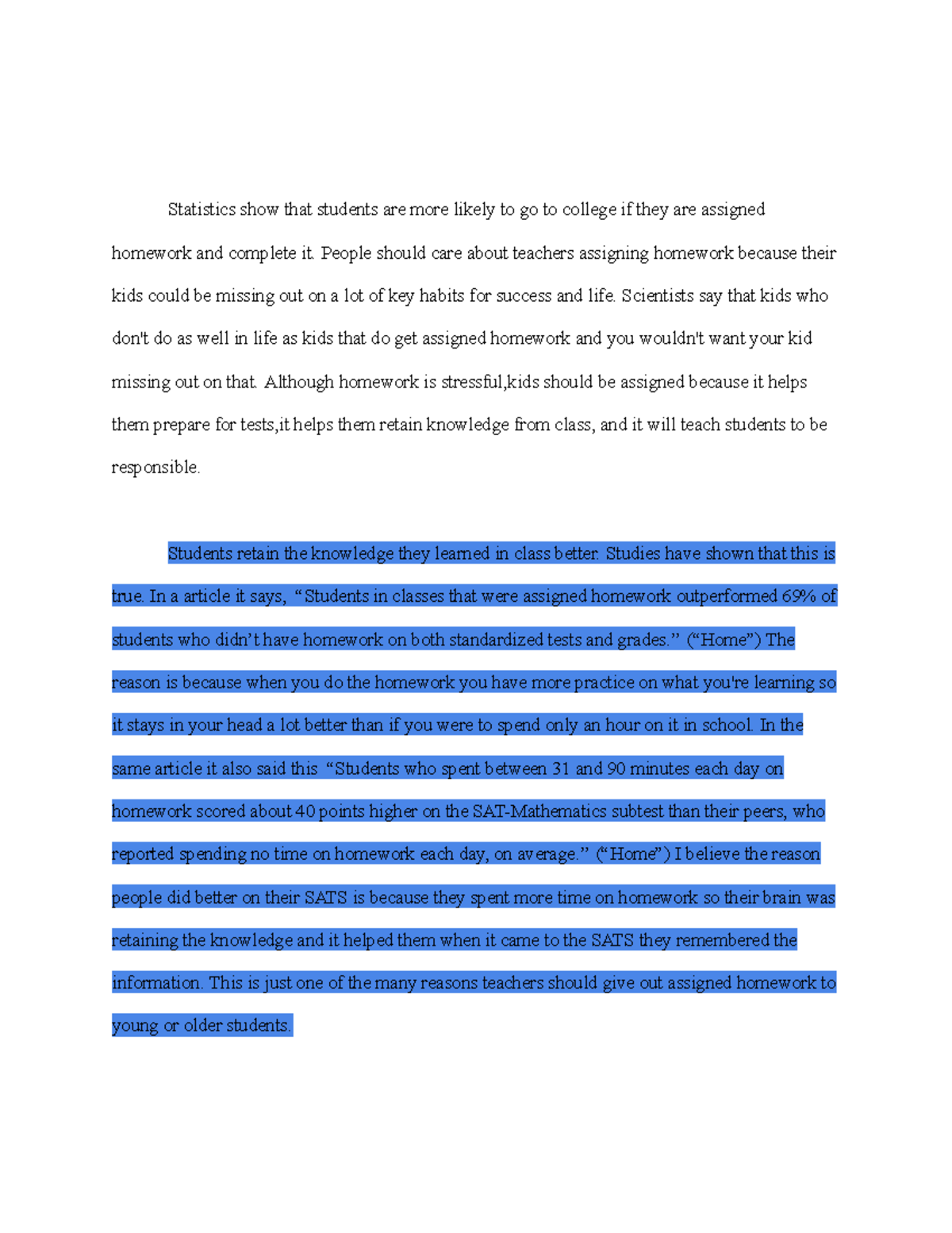 Teachers should assign homework - Statistics show that students are ...