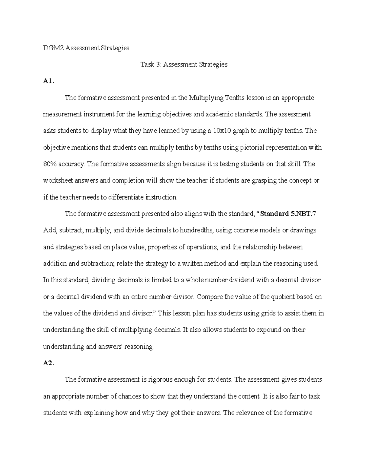 DGM2 Task 3 Assessment Strategie DGM2 Assessment Strategies Task 3