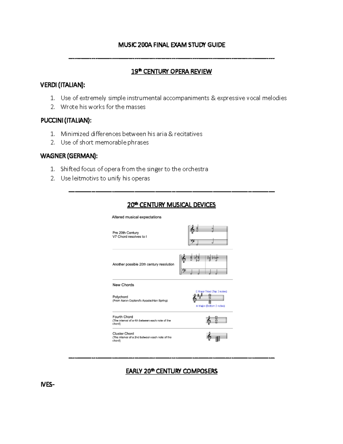 MUS 200A Final EXAM Study Guide - MUSIC 200 A FINAL EXAM STUDY GUIDE ...