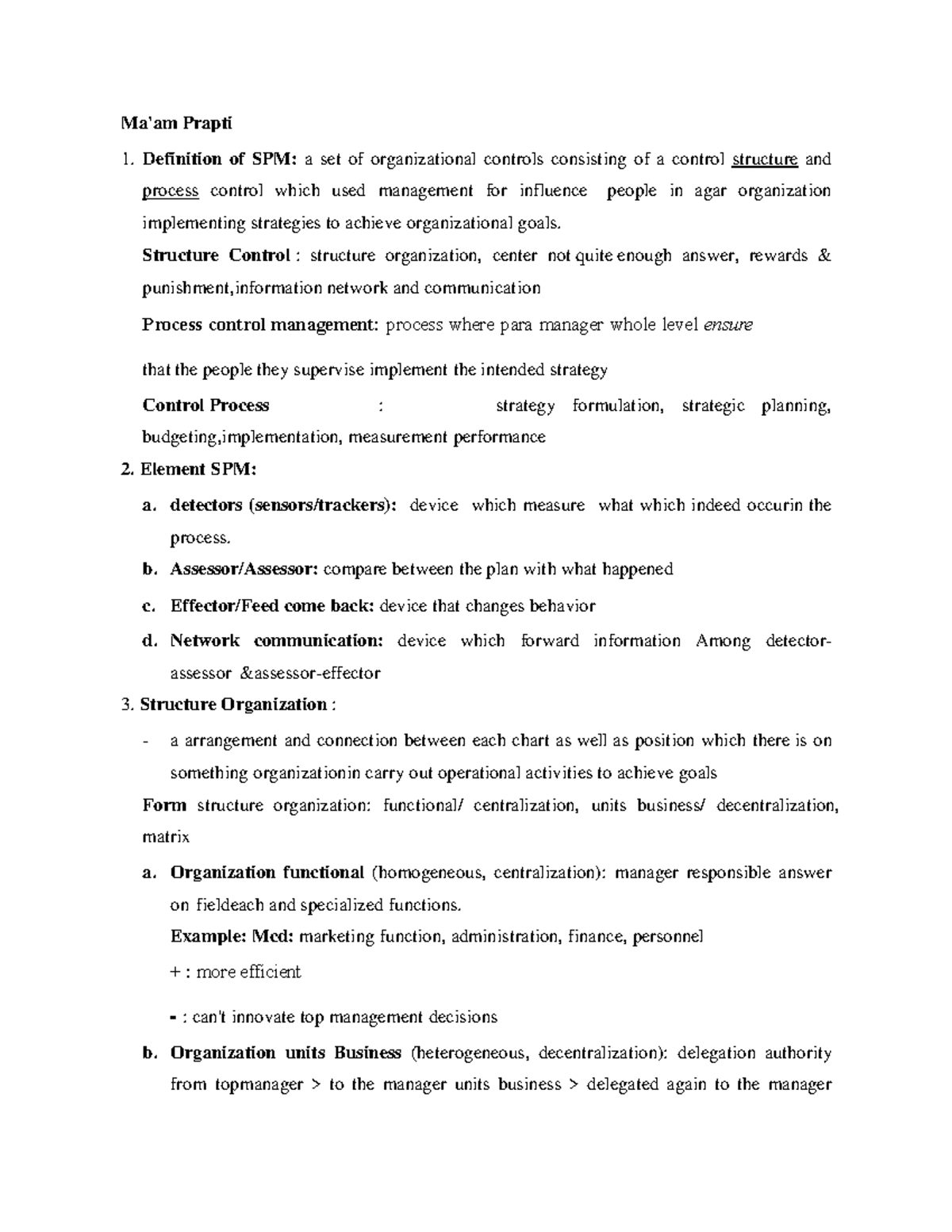 Process control management - Ma'am Prapti Definition of SPM: a set of ...