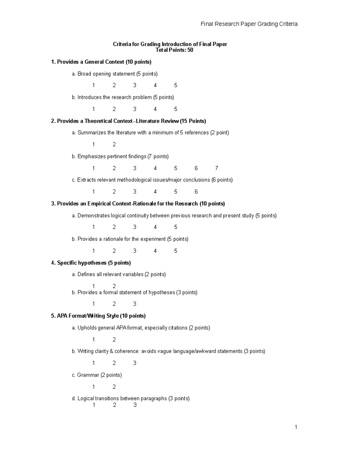 Final Paper Criteria 90pts - Final Research Paper Grading Criteria ...